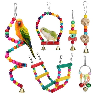 Bird Parrot Toy Colorful Bird Swing Toys with Bell Hanging Toy for ...