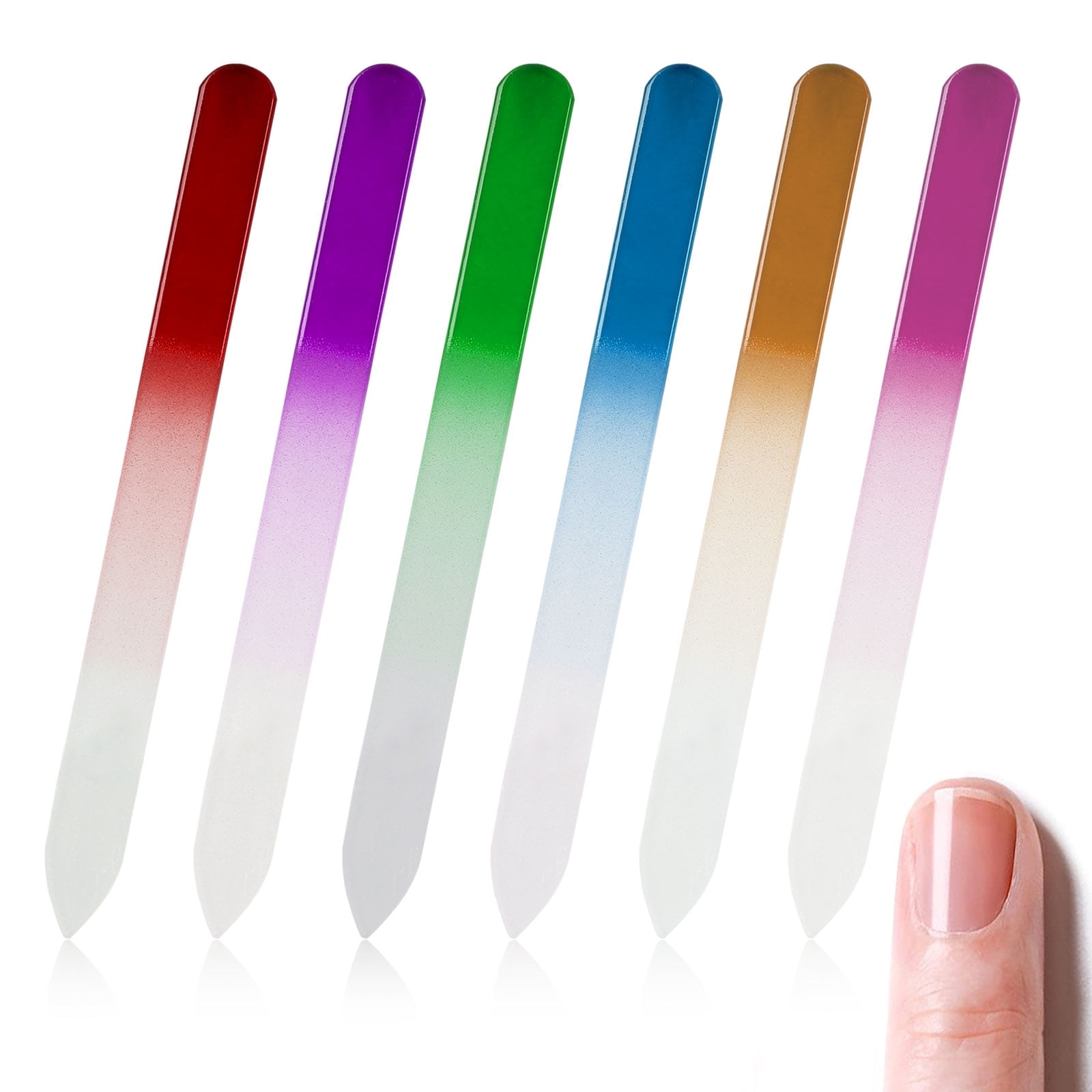 DISEN 6pcs Crystal Glass Nail Files, Double-Sided Fingernail File ...