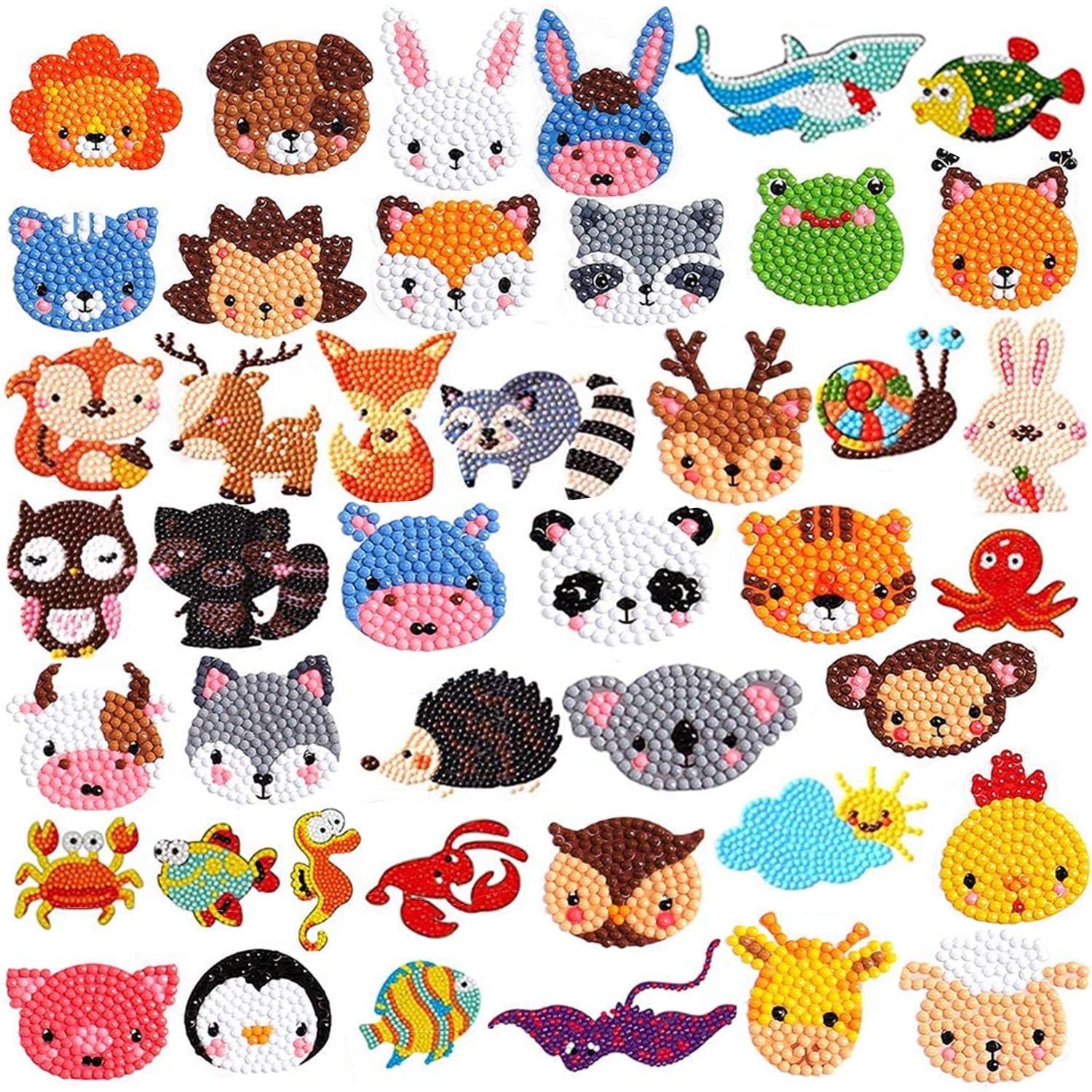 DISEN Diamond Animal Painting Stickers Kits for Kids Children 5D Gem ...
