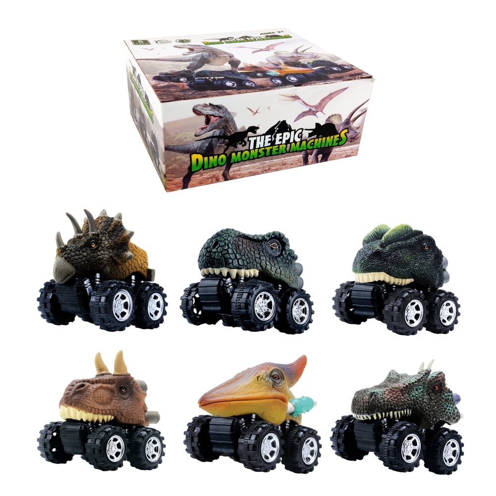 DISEN Dinosaur Toys 6 Pack Pull Back Cars Dinosaur Boy Toy Age 3,4,5,6 ...