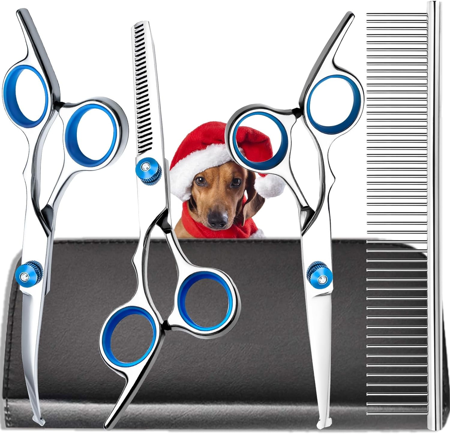 DISEN Dog Grooming Scissors with Safety Round Tips, Professional 5 in 1 ...