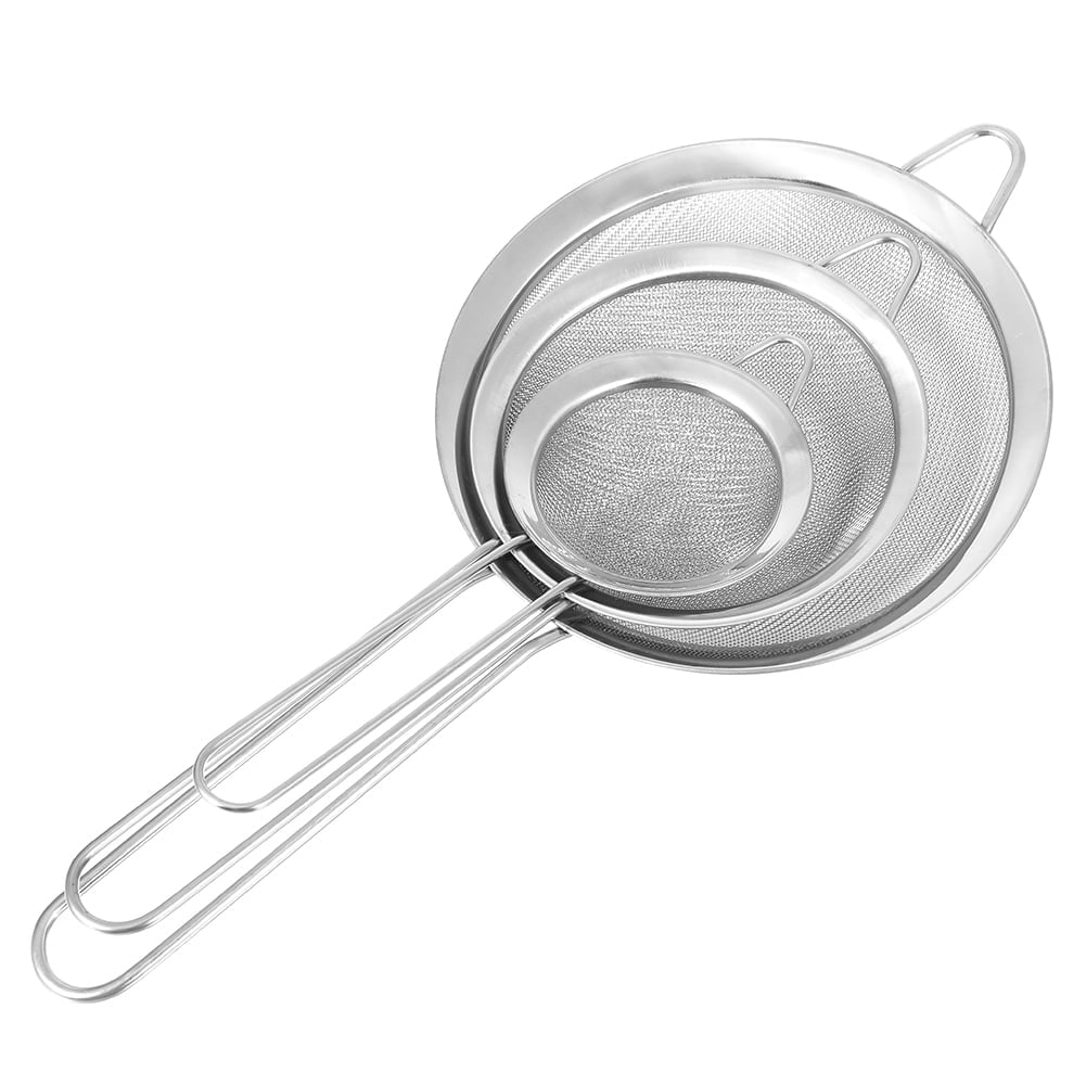 DISEN Fine Mesh Strainer Set of 3, Premium Stainless Steel Colanders ...