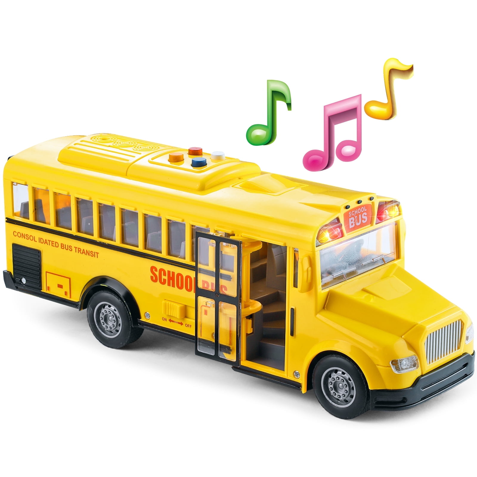 DISEN School Bus Toys for Boys 3-6 Years Die Cast Vehicles Yellow Large ...
