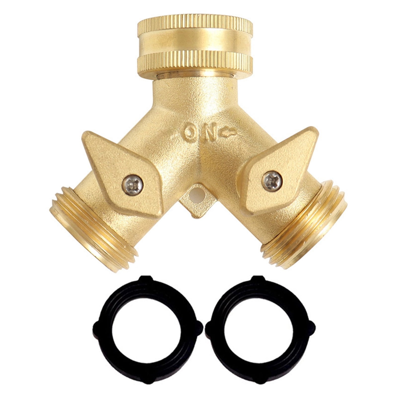 DISEN Garden Hose Splitter 2 Way, 3/4 Diameter Heavy Duty Brass Connector Tap Splitter, Y ...