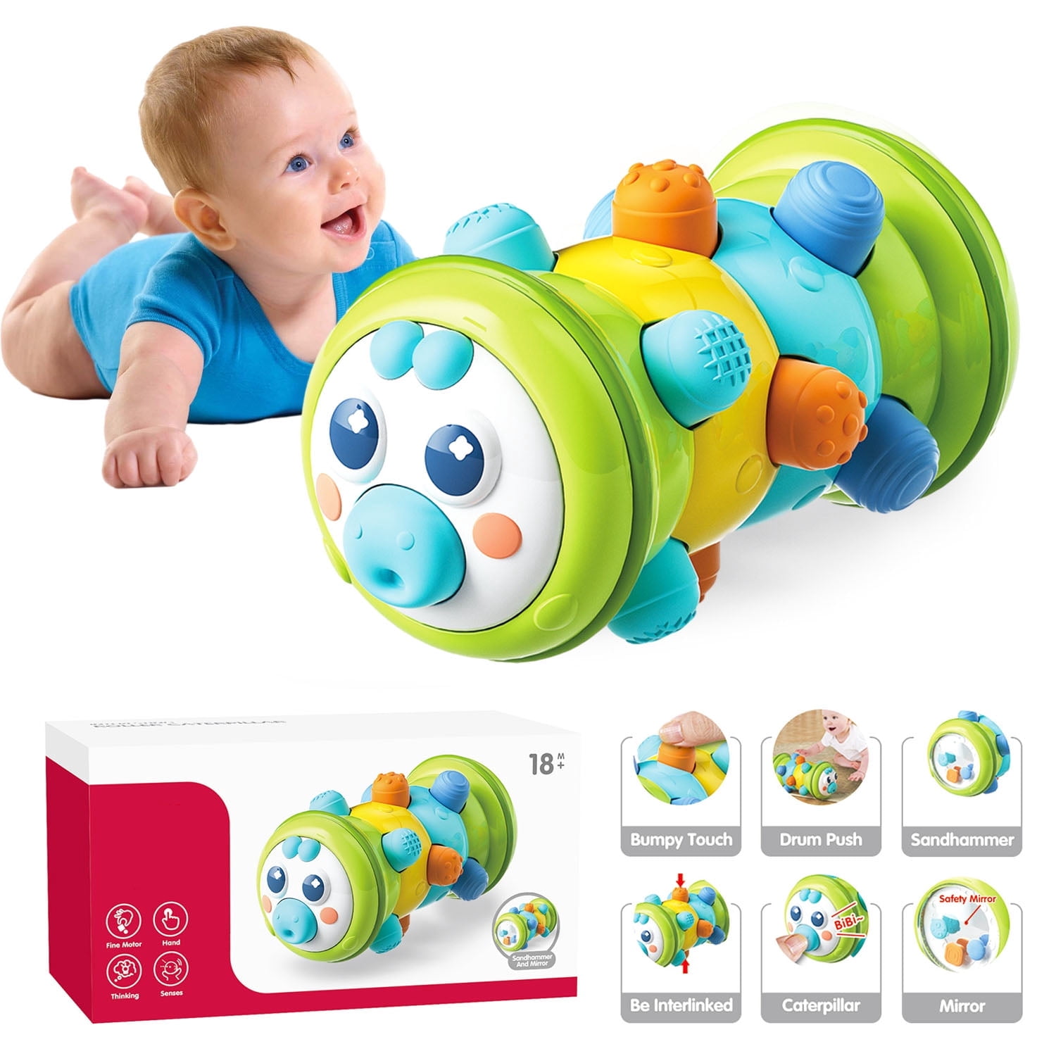 DISEN Infant Toys, Early Educational Baby Toys, Baby Crawling & Walking ...