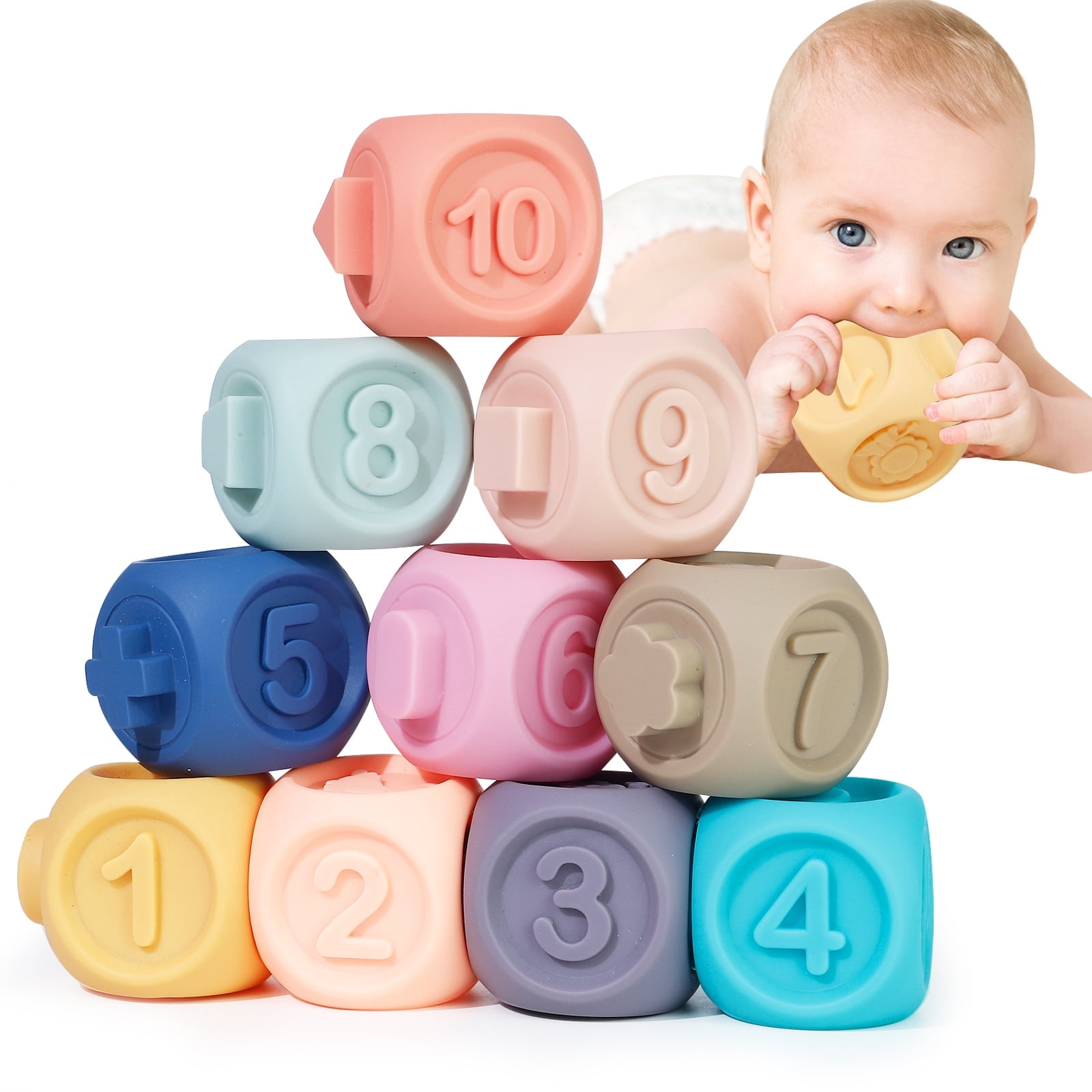 Baby Blocks Stacking & Building Toys For Babies 10 Soft & Educational Soft Blocks Baby Toys 6-12 ...