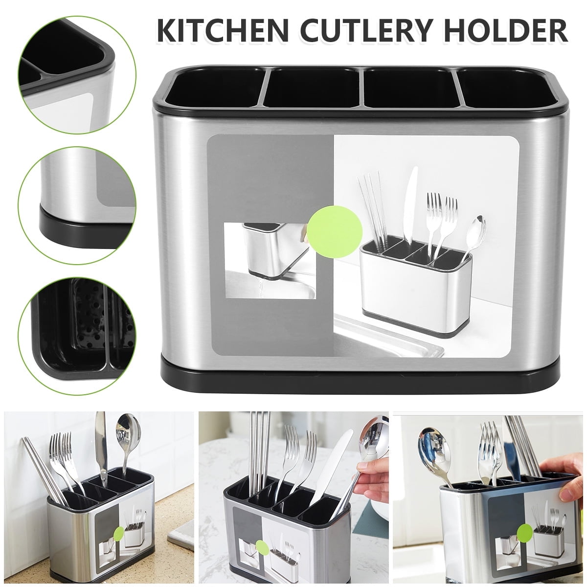 DISEN Kitchen Cutlery Utensil Holder Spoon Fork Storage Organizer for ...