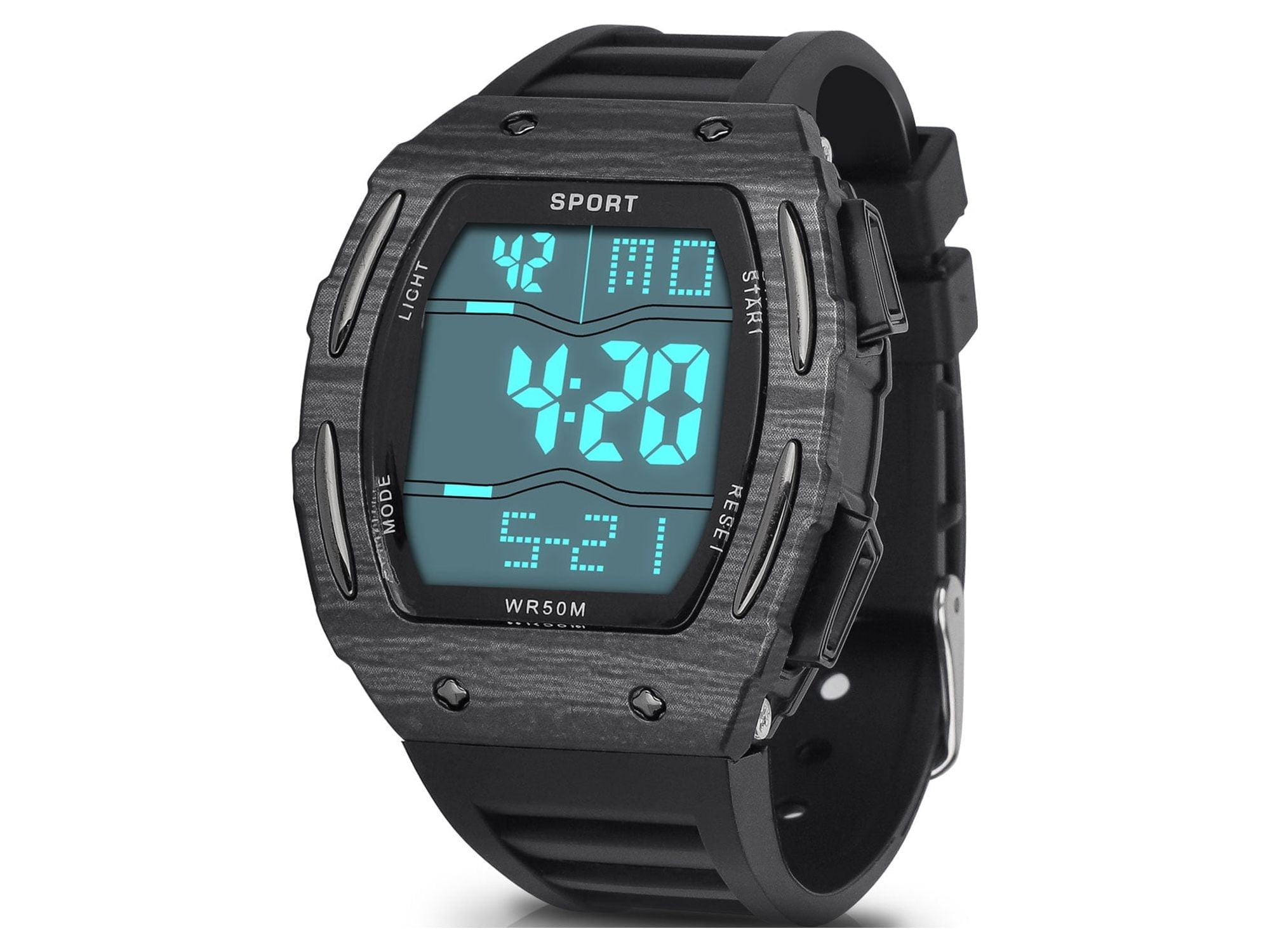 DISEN Men's Watch, 50M Waterproof Digital Sports Alarm Watch LED ...