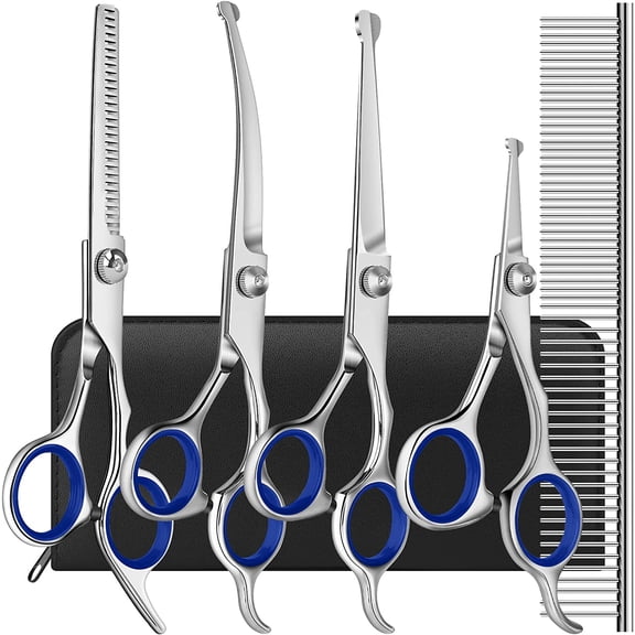 BOSHEL Stainless Steel Dog Grooming Scissors Set - Sharp Puppy Pets ...