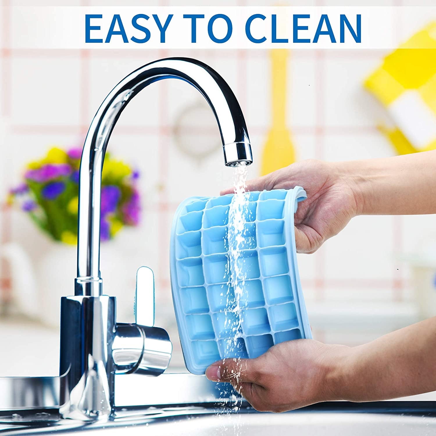 DISEN Silicone 44-Cavity Easy Ice Release Ice Cube Tray - Walmart.com