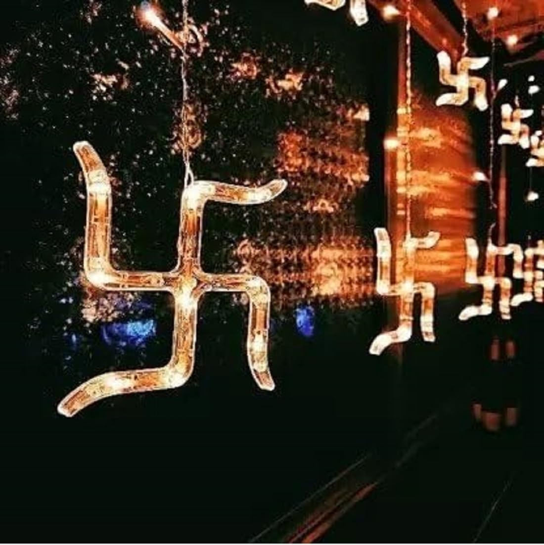 DISENO Swastik Diya LED Curtain String Lights 10 Metal Diyas 10 LED ...