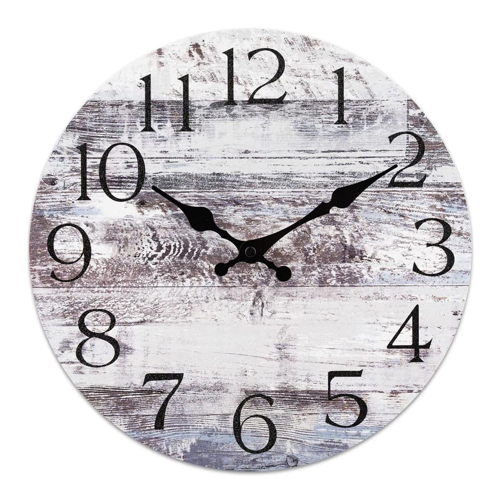 DISHAN Easy to Read Wall Clock Vintage Style Wooden Wall Clock with Large Black Numerals 10 Inch ...