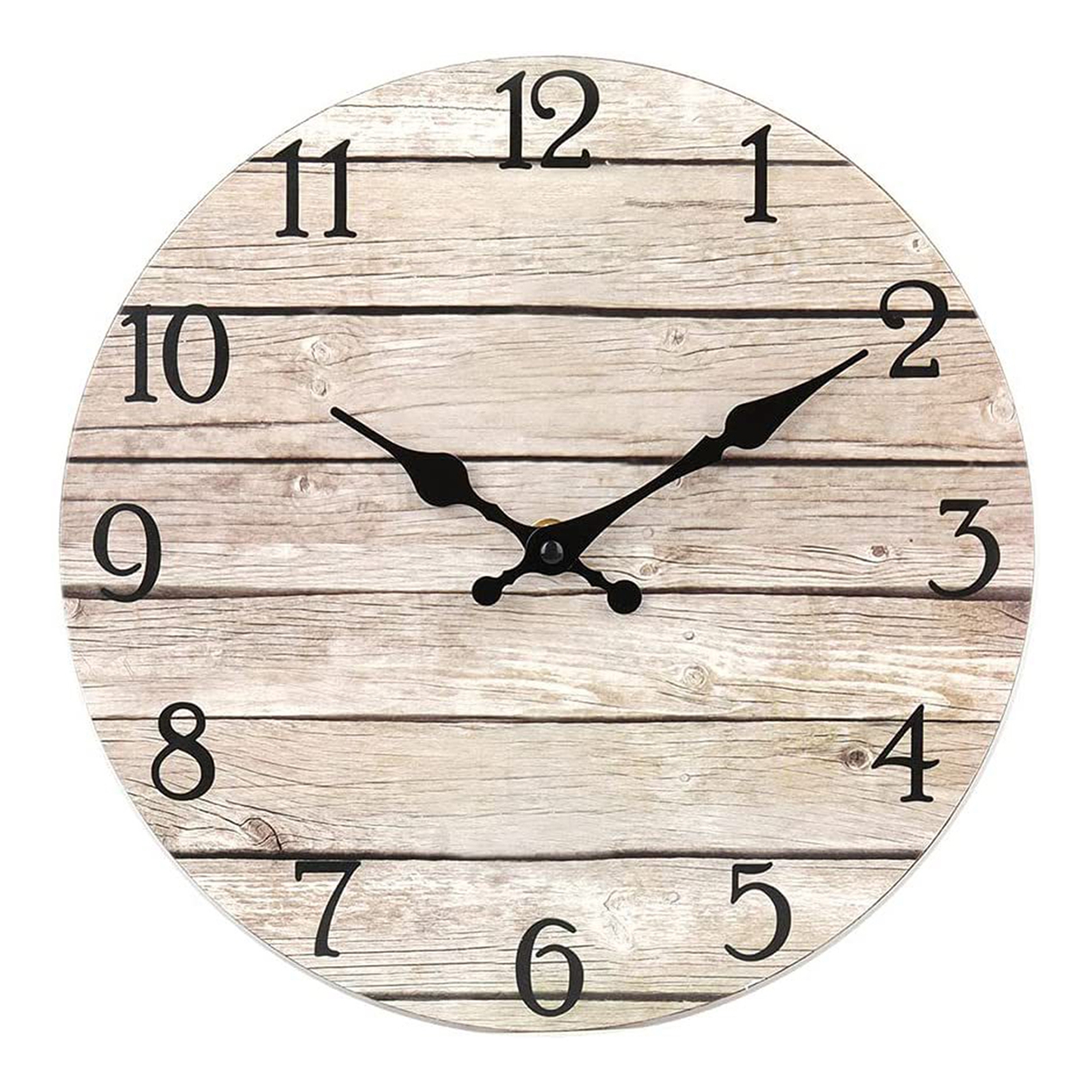 DISHAN Easy to Read Wall Clock Vintage Style Wooden Wall Clock with Large Black Numerals 10 Inch ...
