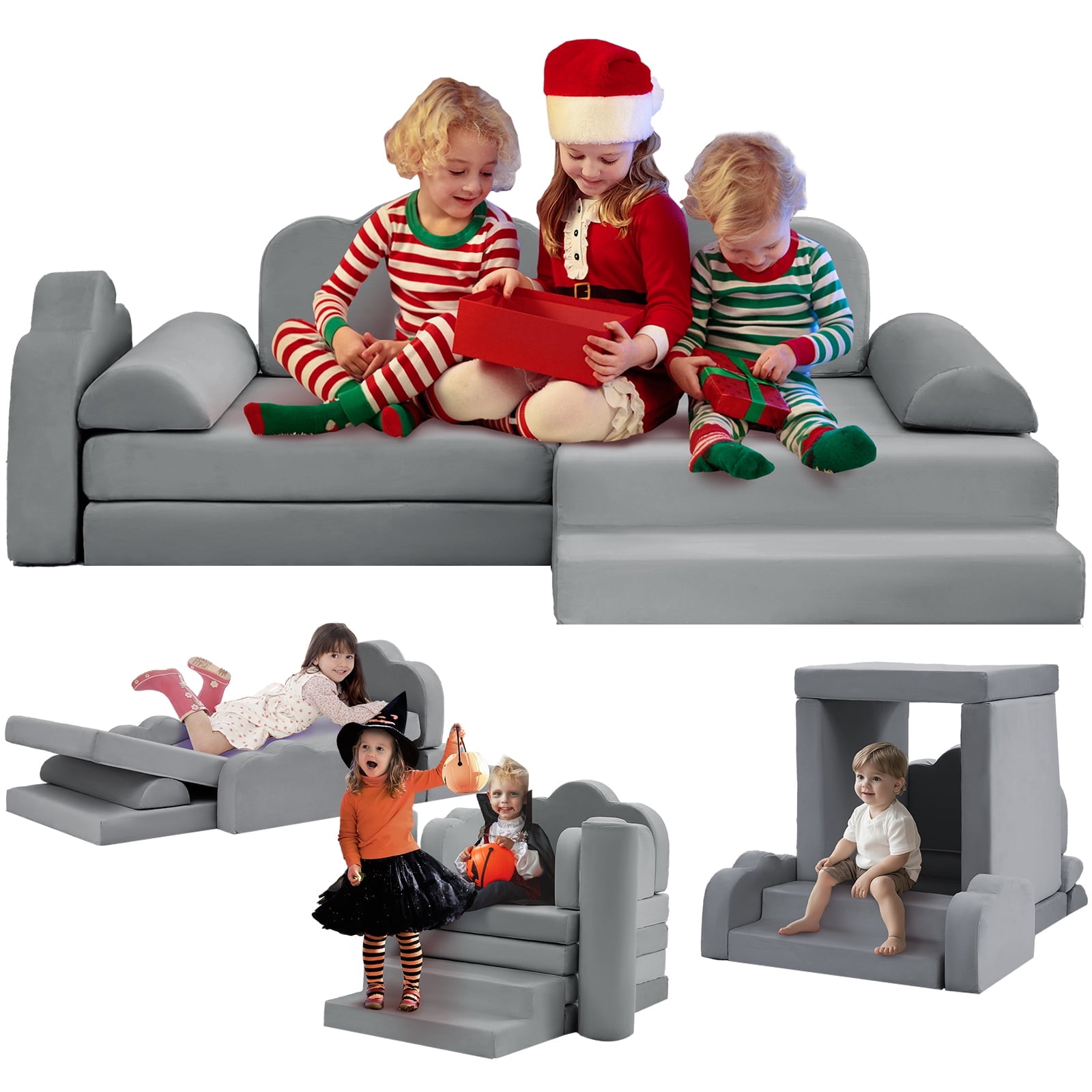 DISHUP 10PCS Kids Play Couch, Multifunctional Modular Sofa Couch, Kids ...