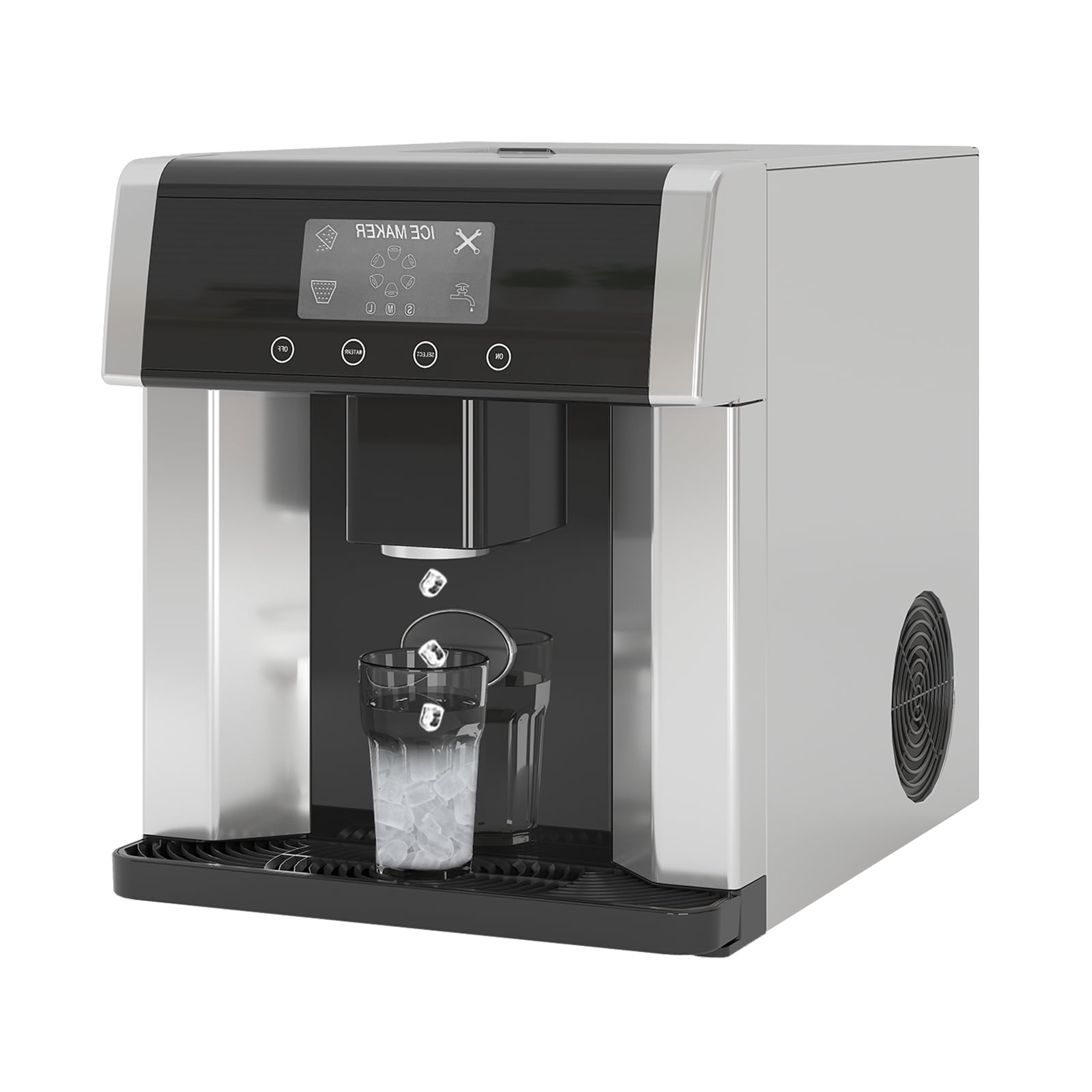 DISHUP 2 IN 1 Countertop Ice Maker with Water Dispenser, 33 lbs/24H Ice Maker Machine, Self ...