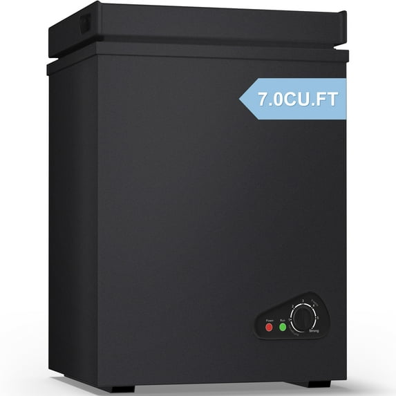 DISHUP 7.0 Cu.Ft Chest Freezer, Small Deep Freezer with Removable Basket, Adjustable Temperature ...