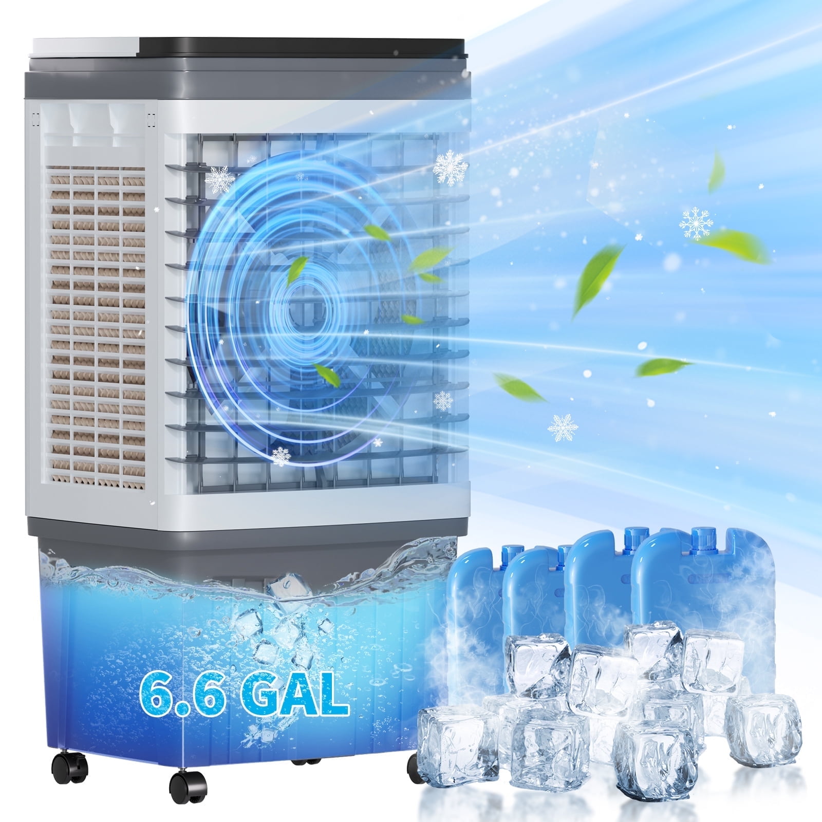 DISHUP Portable Swamp Cooler,3000 CFM Evaporative Air Cooler with 6 ...