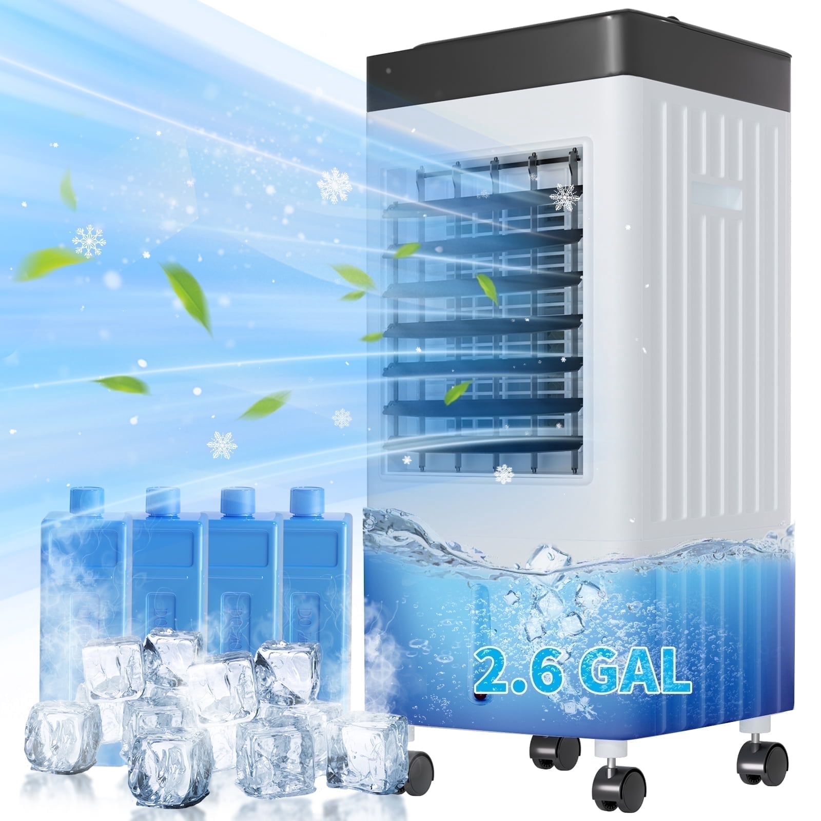 DISHUP Portable Swamp Cooler,900 CFM Evaporative Air Cooler with 2.6Gal ...