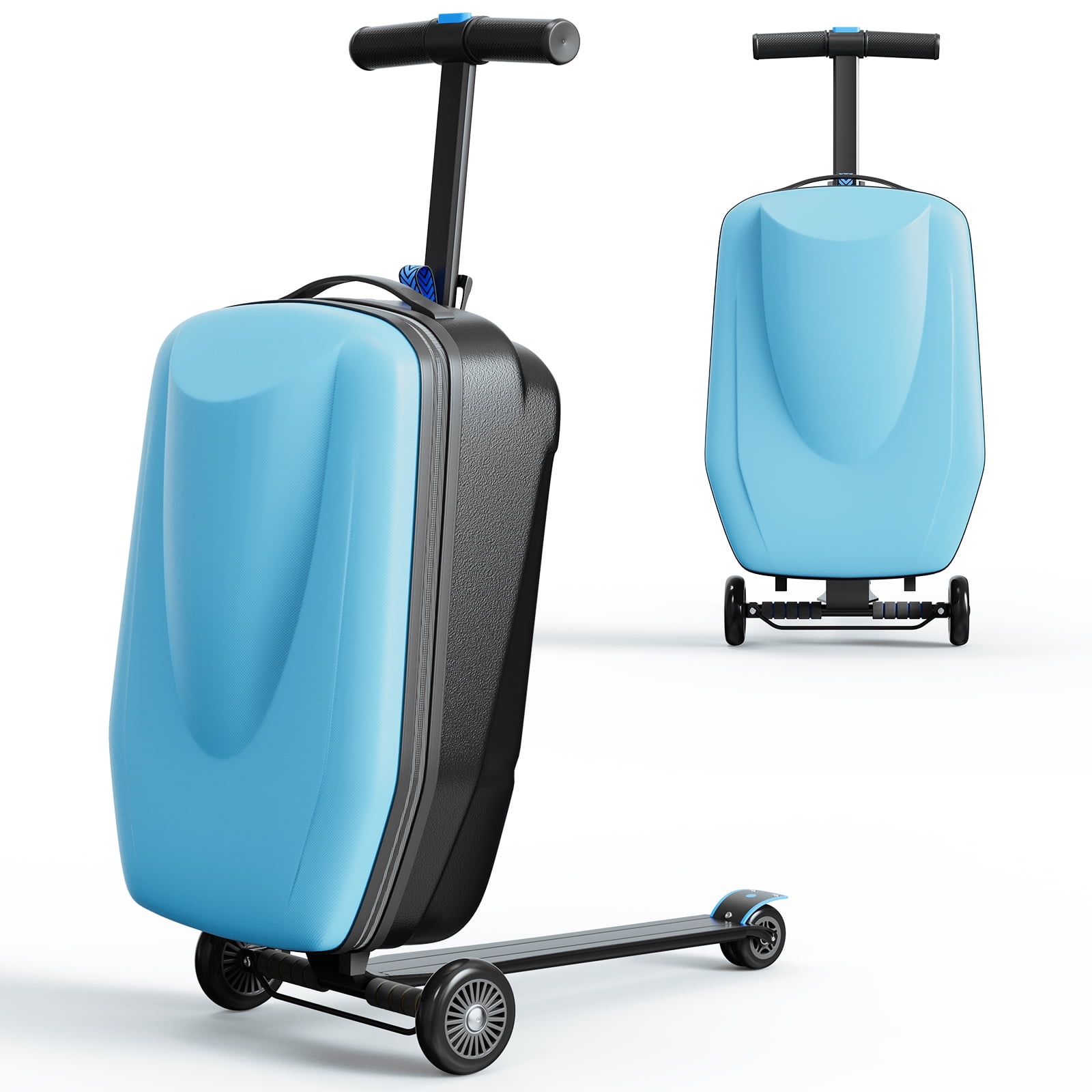 DISHUP Scooter Luggage for Kids & Adults, 2-in-1 Ride on Suitcase with Wheels, Multifunctional ...