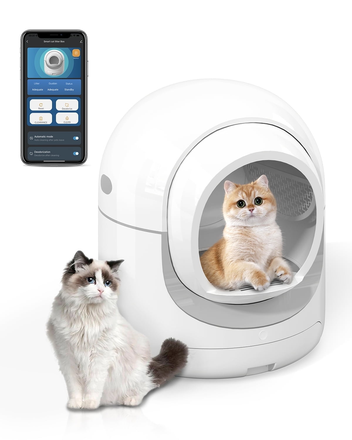 DISHUP 81L Self Cleaning Litter Box,Automatic Cat Litter Box,APP Control,Large Capacity,Gray ...