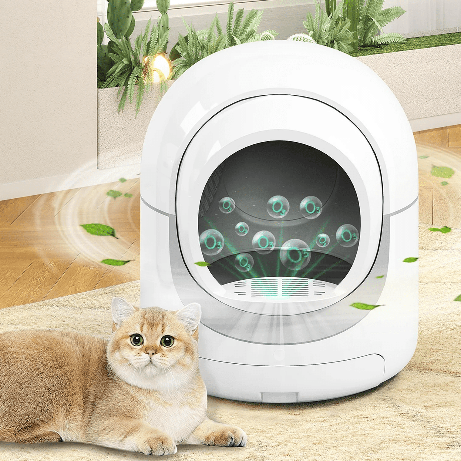 DISHUP Self Cleaning Litter Box for Multiple Cats,81L Large Capacity,App Control,Odor Removal ...