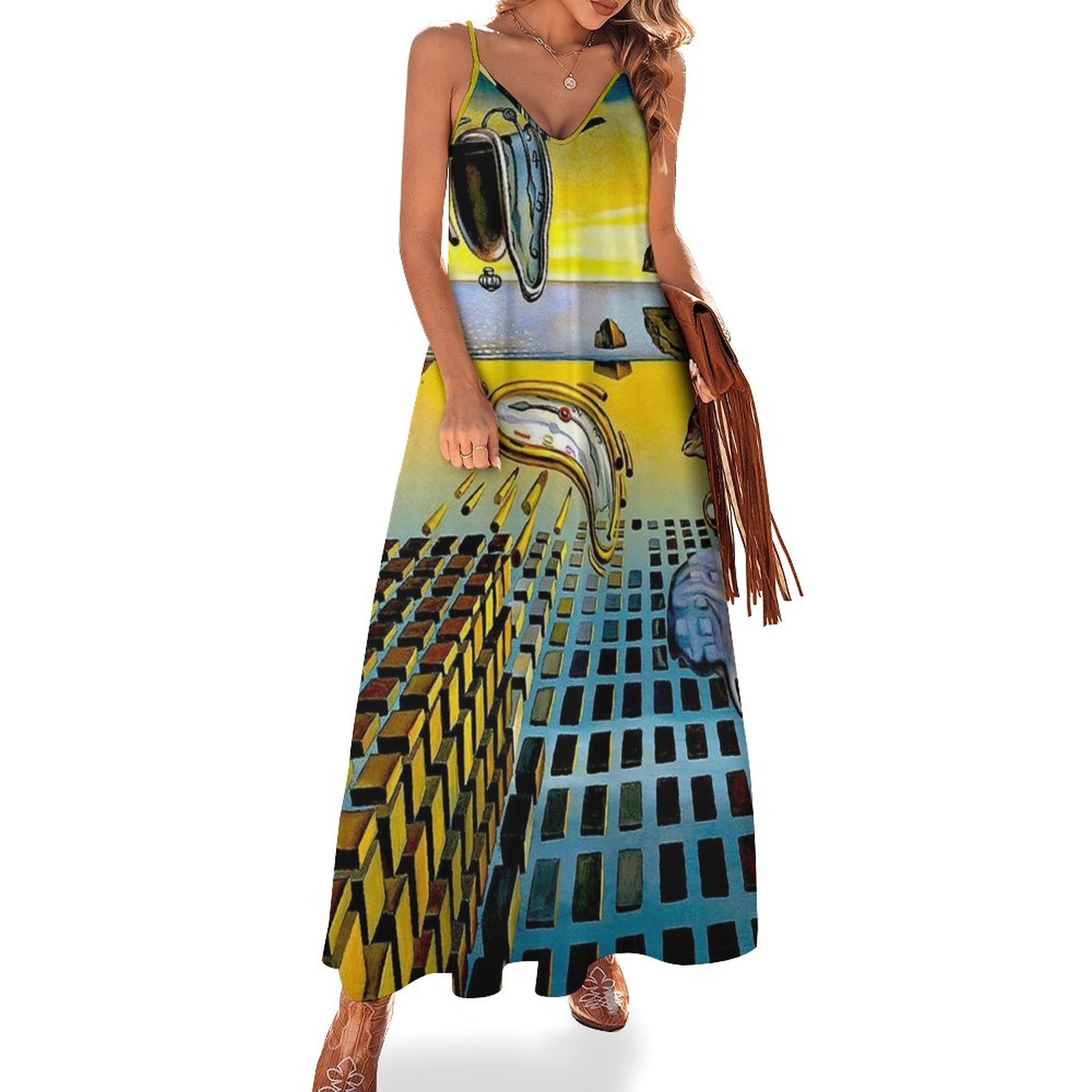DISINTEGRATION : Vintage Abstract Painting Print Sleeveless Dress ...