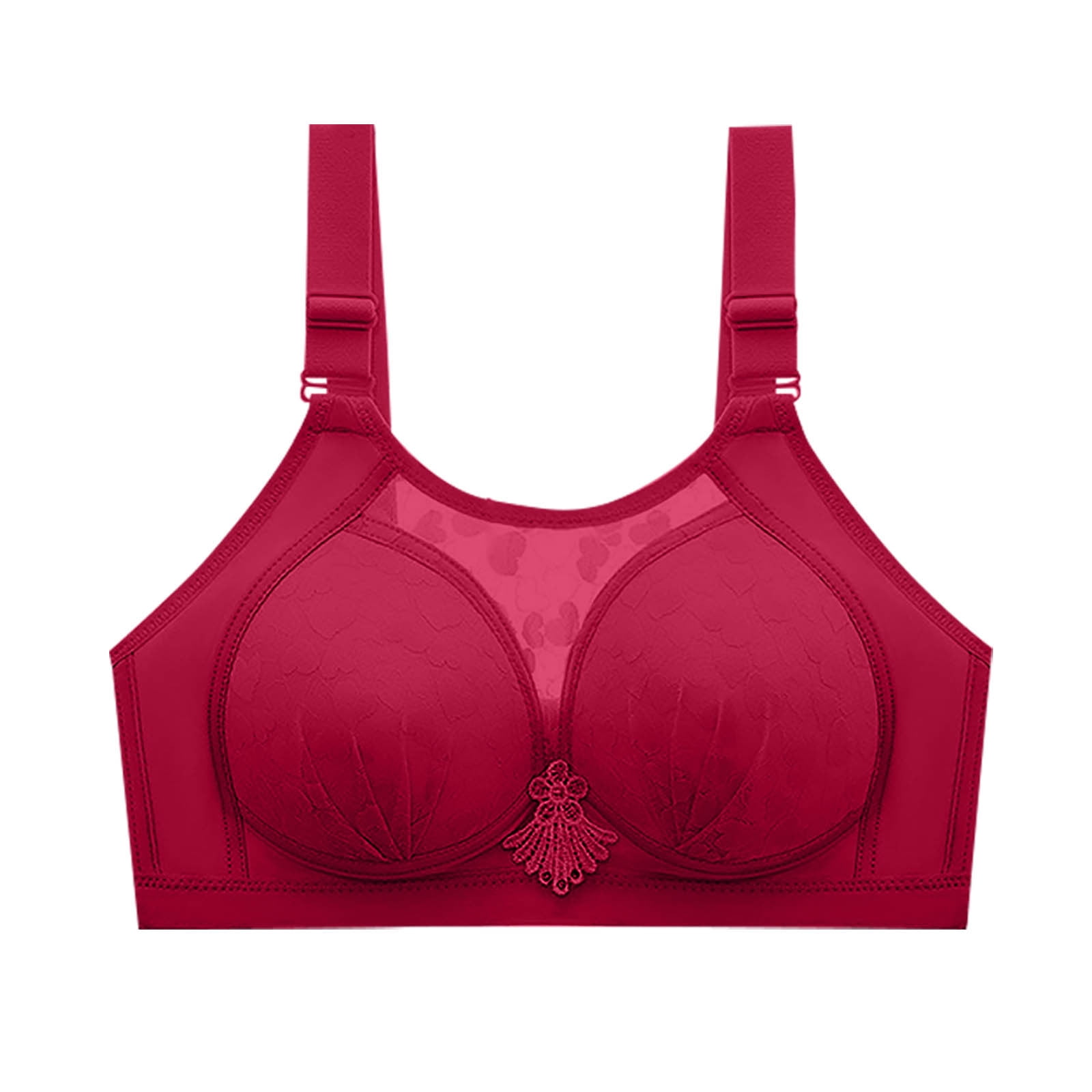 DISKEBUISS Bras Push Up for Women Lace Embroidery Heart Design Wireless ...