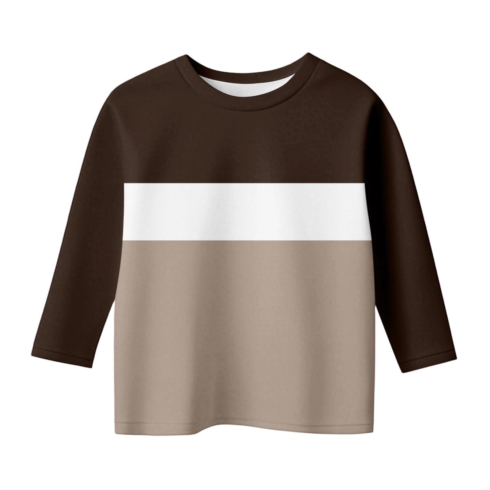 DISKEBUISS Kids Tops Color Block Round Neck 3/4 Sleeve Blouse Summer ...