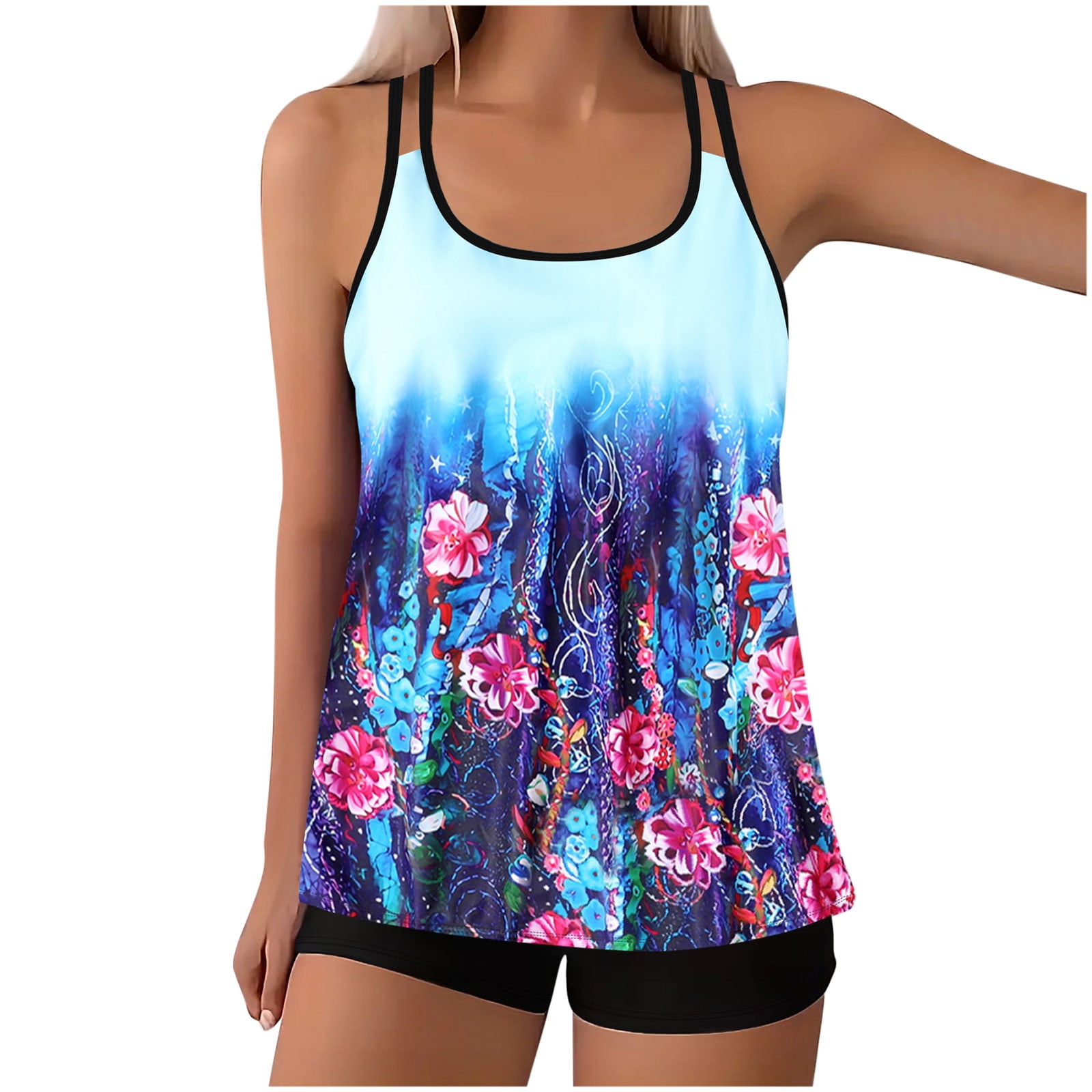 DISKEBUISS Swimsuit for Women Modest Summer Flattering Plus Size Print ...