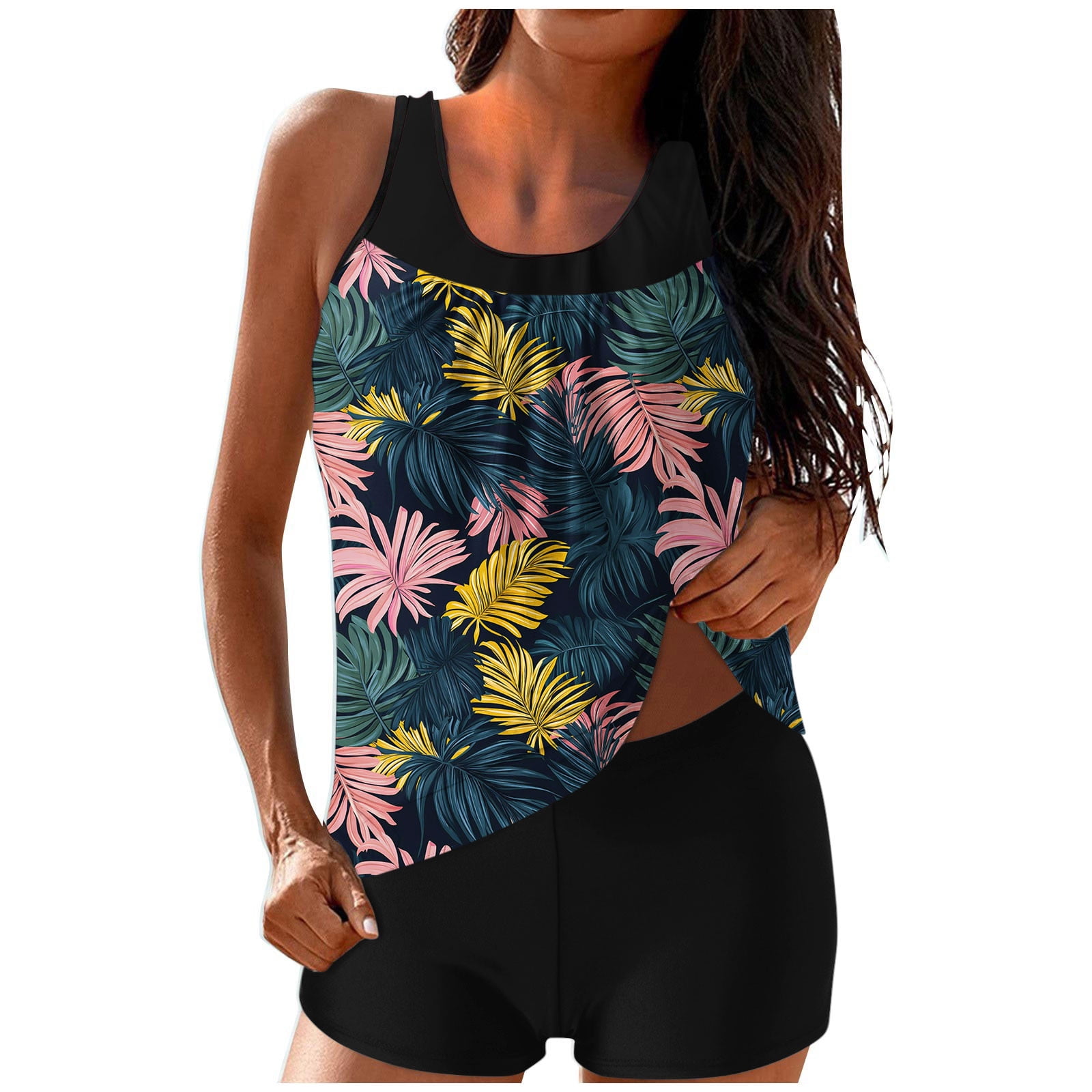 DISKEBUISS Swimsuits for Women Print Summer Slim Modest High Waisted ...