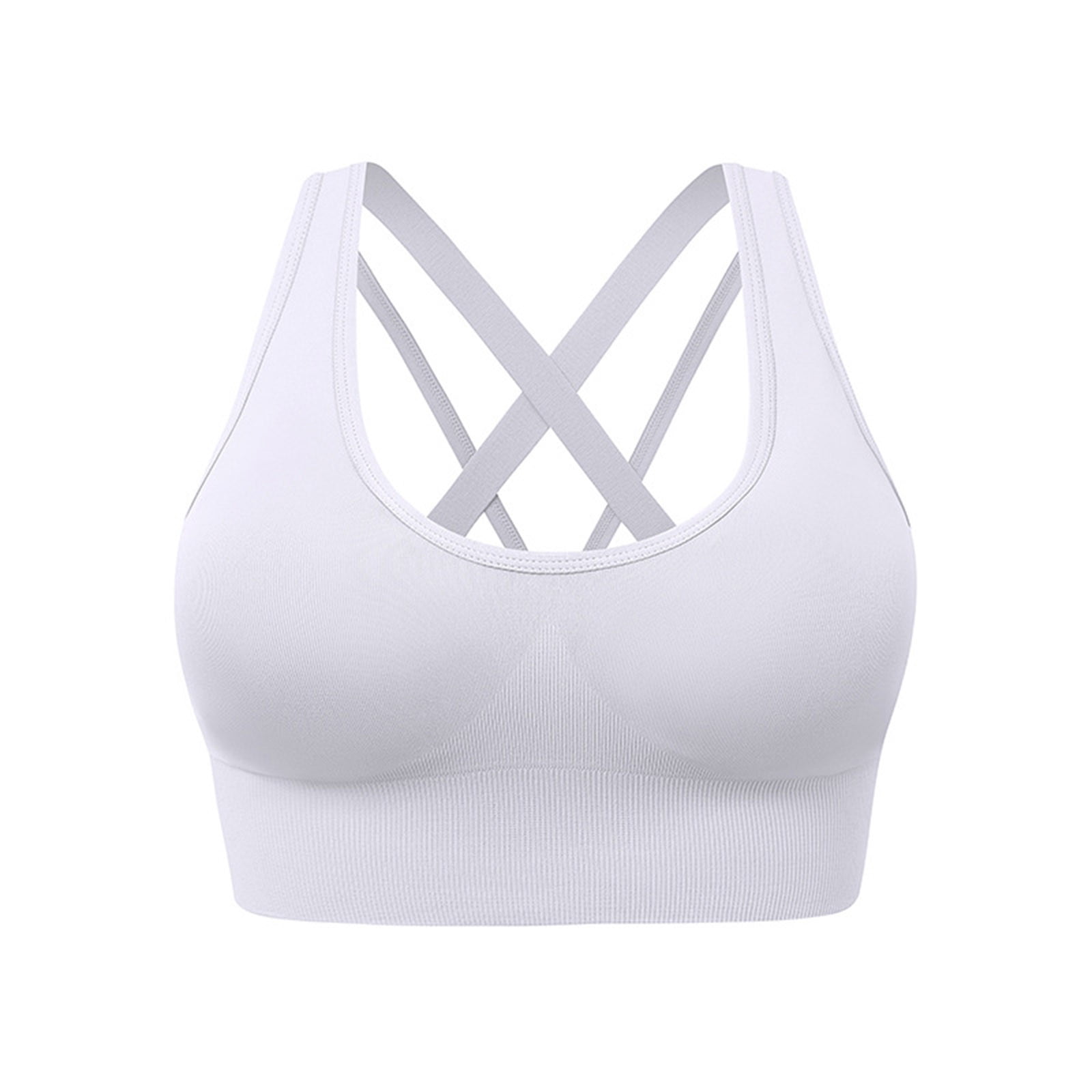 DISKEBUISS Women's Plus Size Cross-Back Sport Bra - Push Up Seamless ...