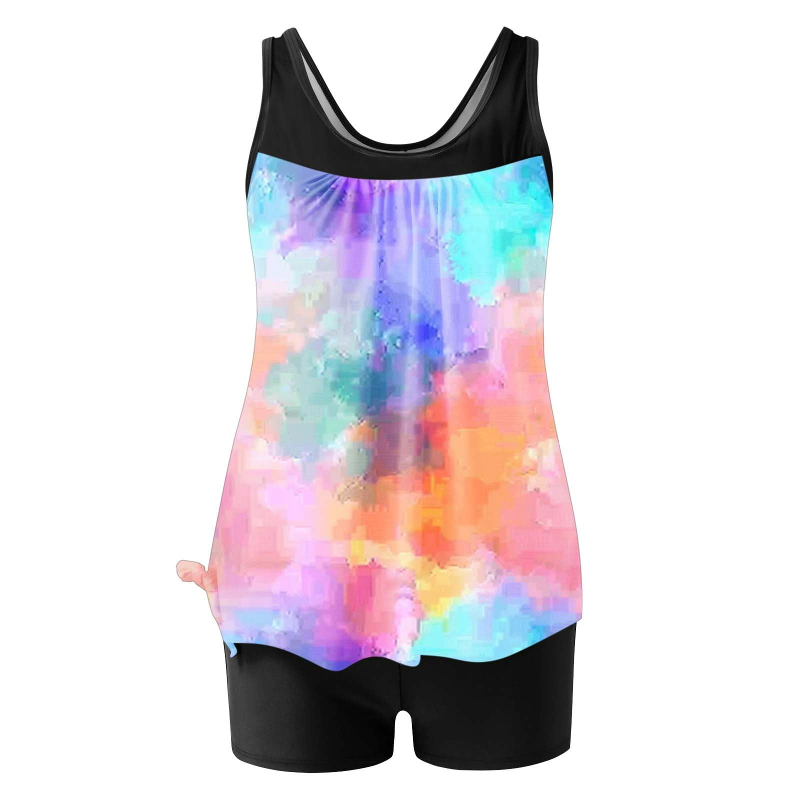 DISKEBUISS Women's Swimsuit Modest High Waisted Print Flattering Summer ...