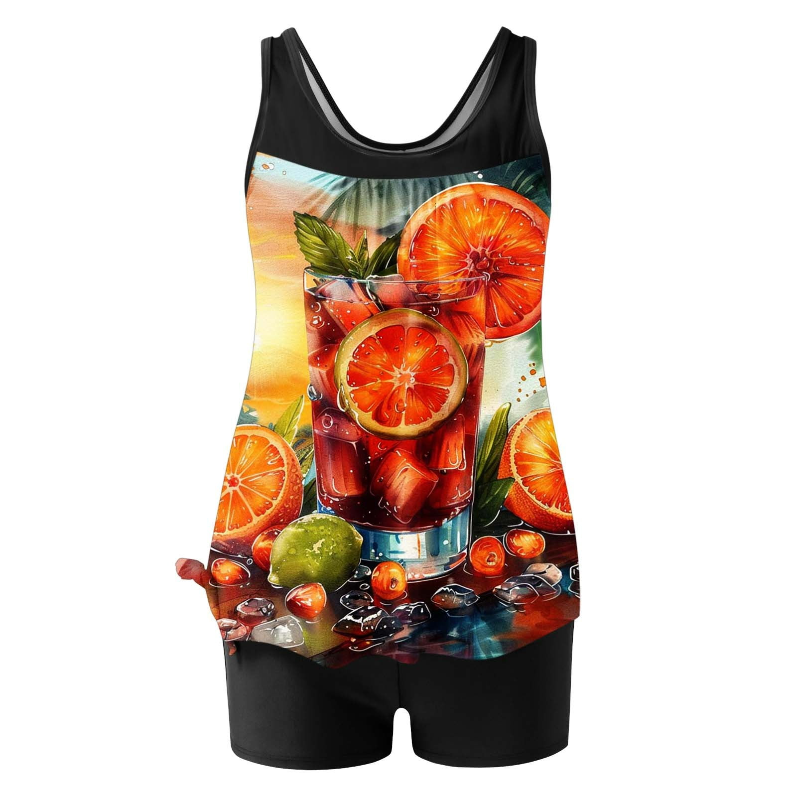 DISKEBUISS Women's Swimsuit Print High Waisted Modest Flattering Summer ...