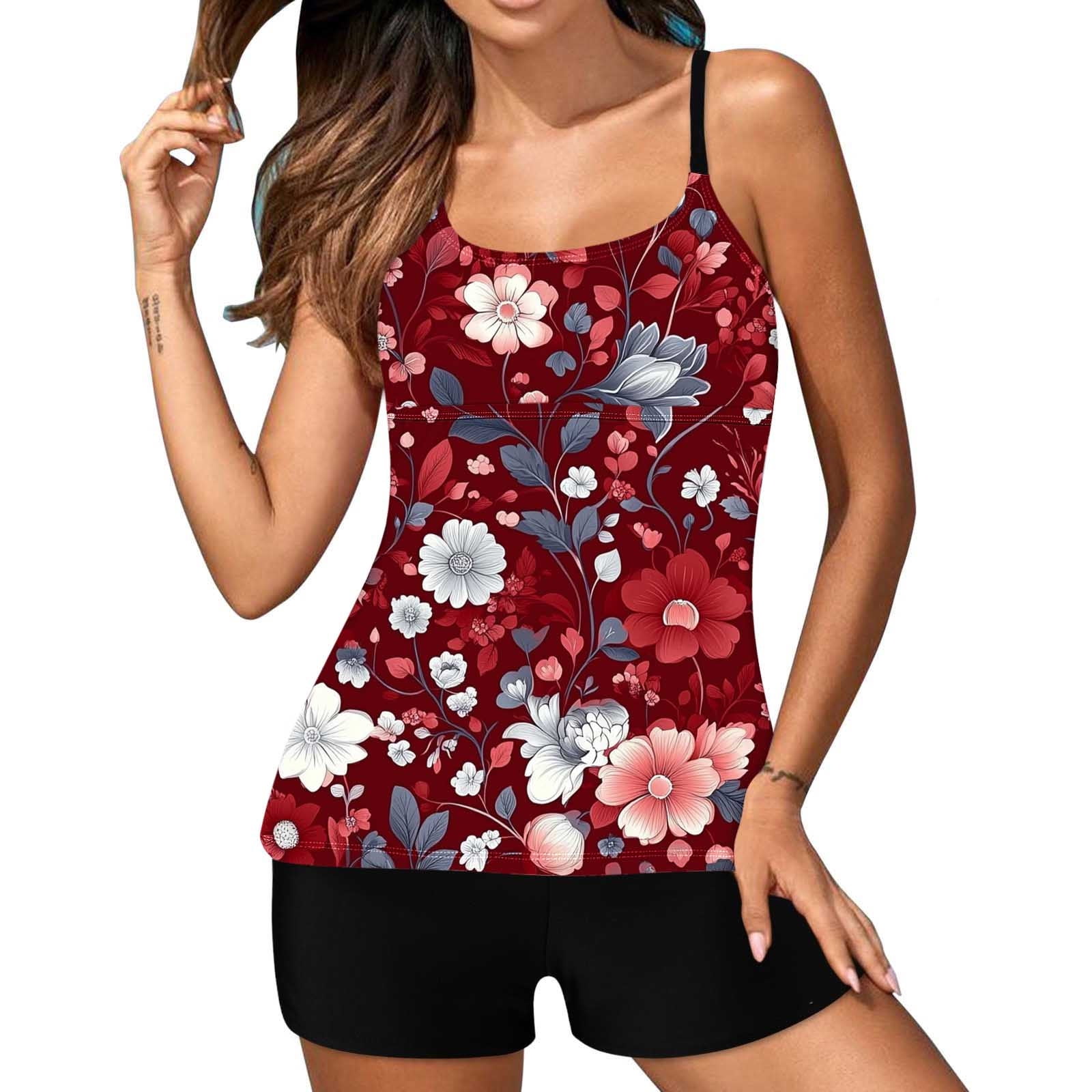 DISKEBUISS Women's Swimwear Summer Print Flattering High Waisted Modest ...