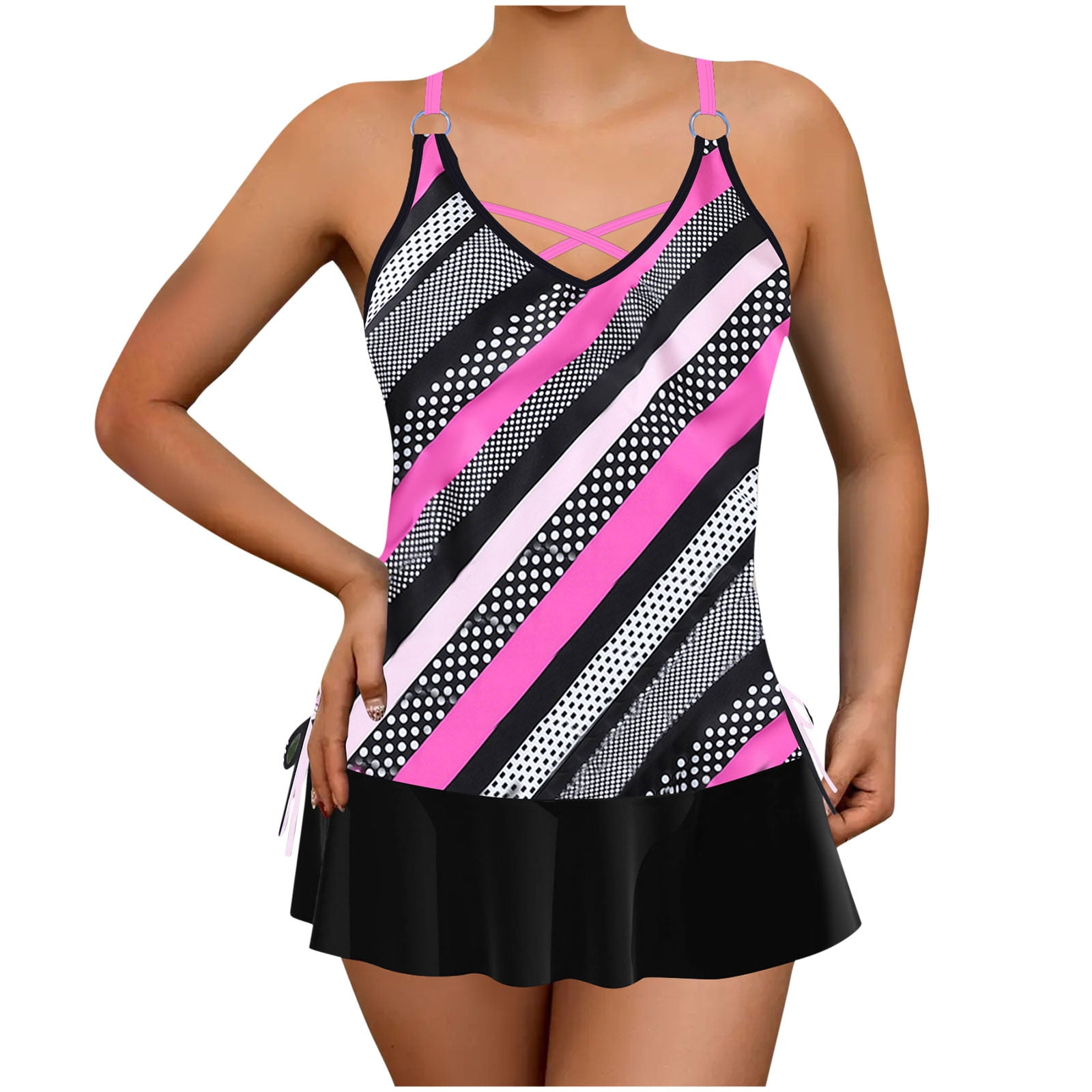 DISKEBUISS Women's and Women's Plus Tankinis Print Swimsuit Swim Suits ...