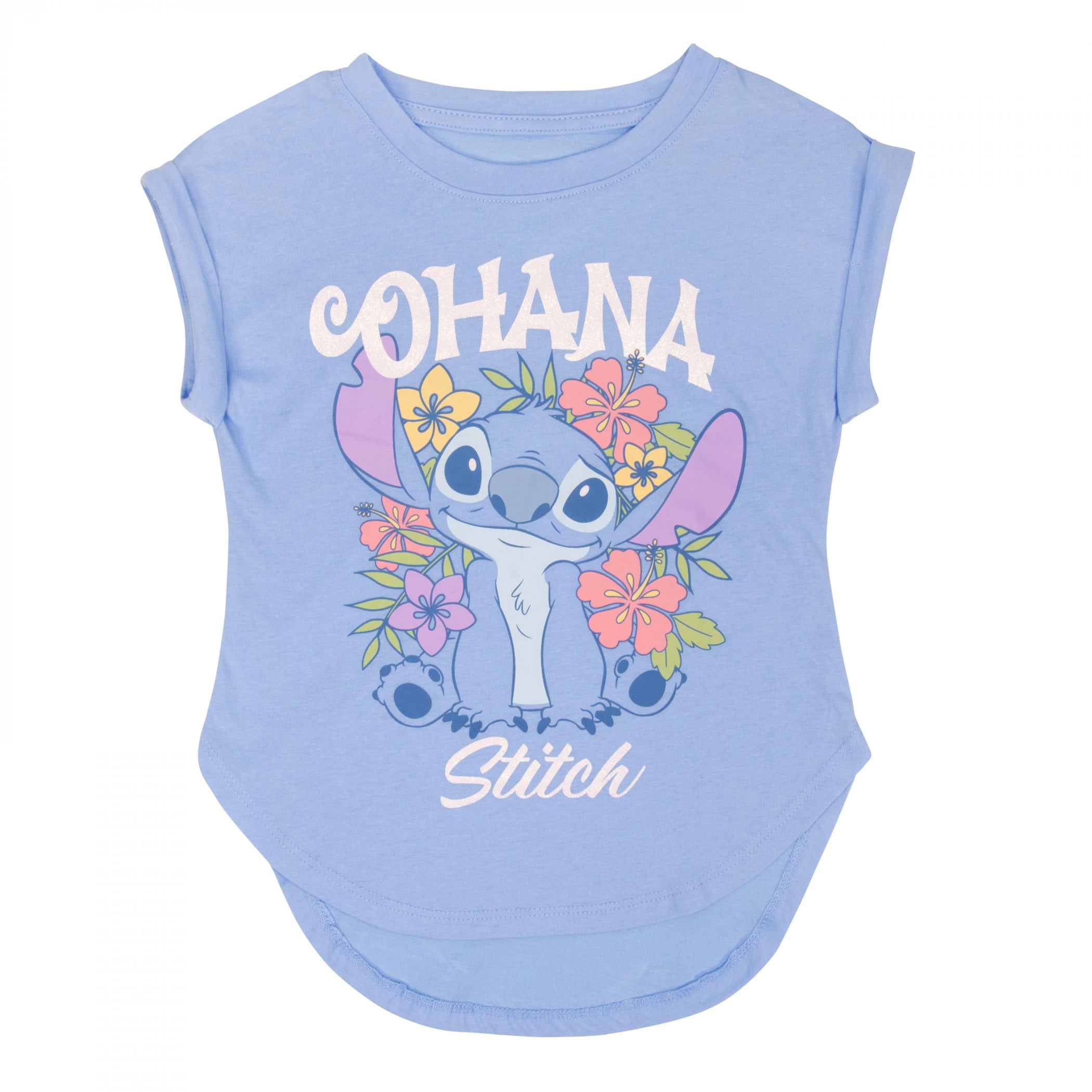 Disney Ohana Stitch Floral Youth Girls Fashion Top - Walmart.com