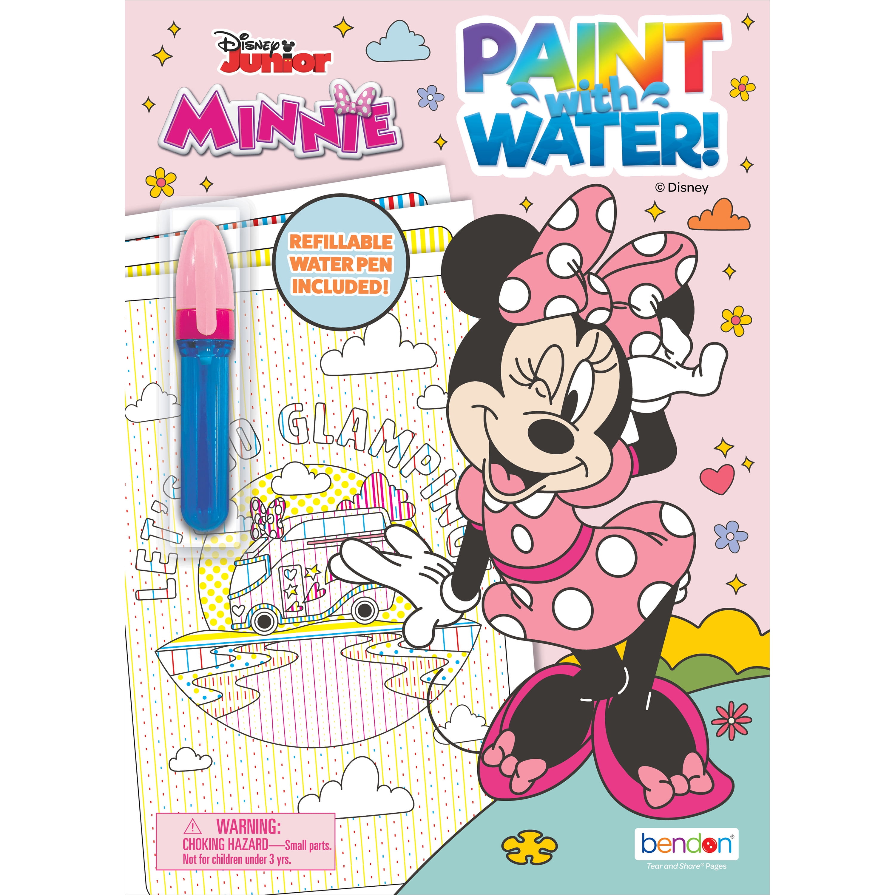 Disney Jr Minnie Mouse 12-Page Paint with Water Mess-Free Coloring Book ...
