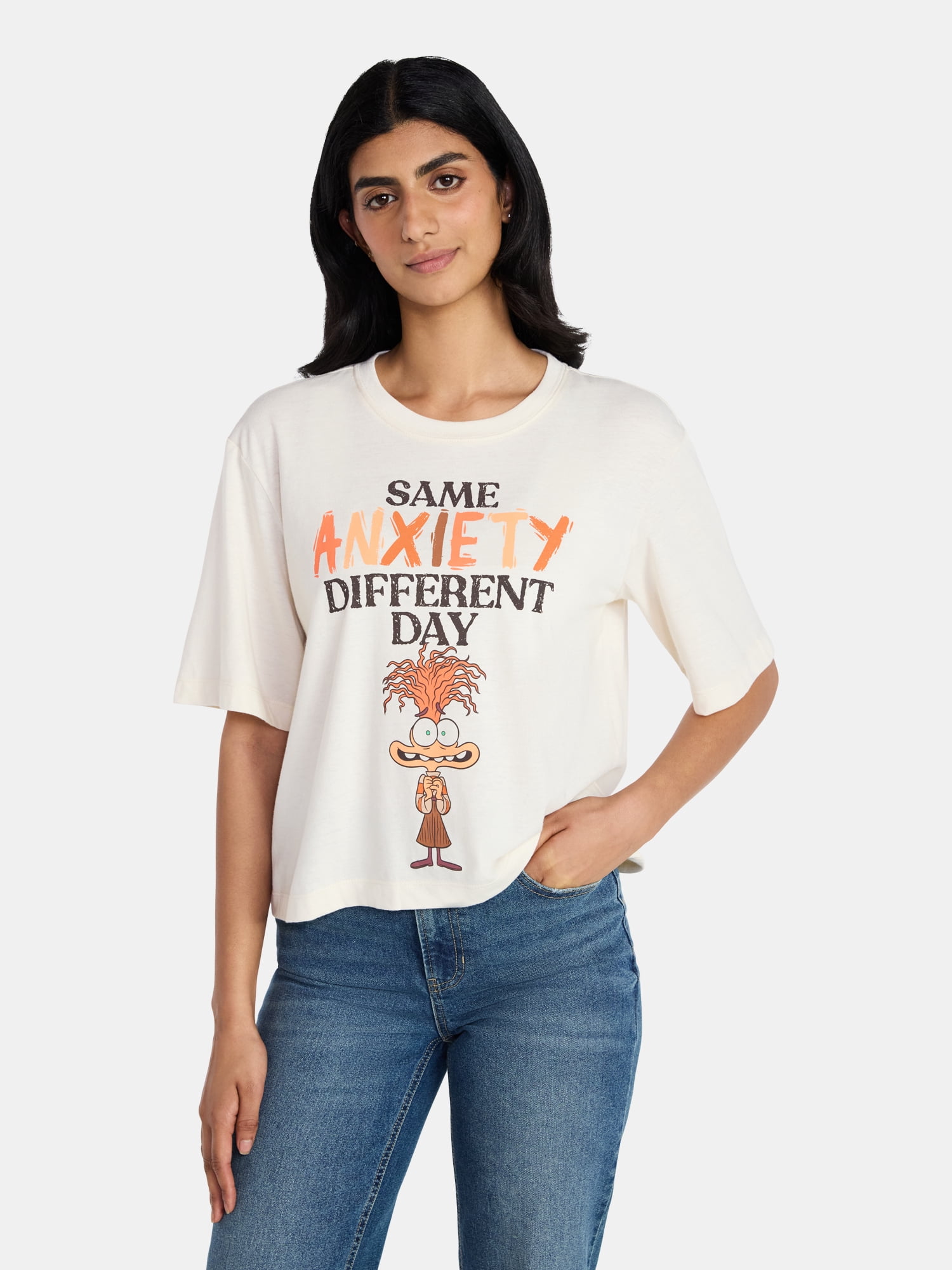 Disney Pixar Inside Out 2 Women's Anxiety Boxy Graphic Skimmer Tee ...