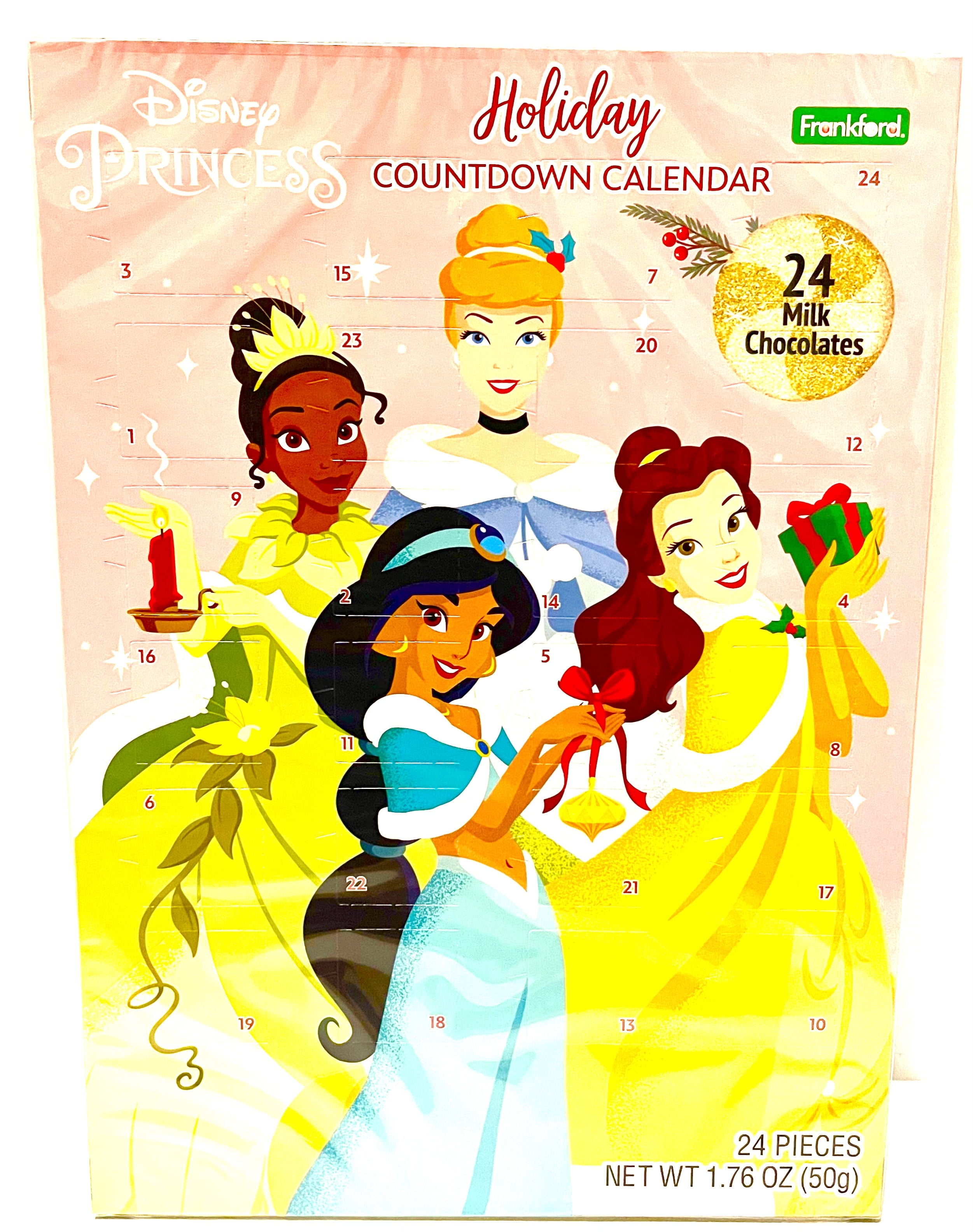 DISNEY PRINCESS Advent Holiday Countdown Calendar with 24 Milk ...