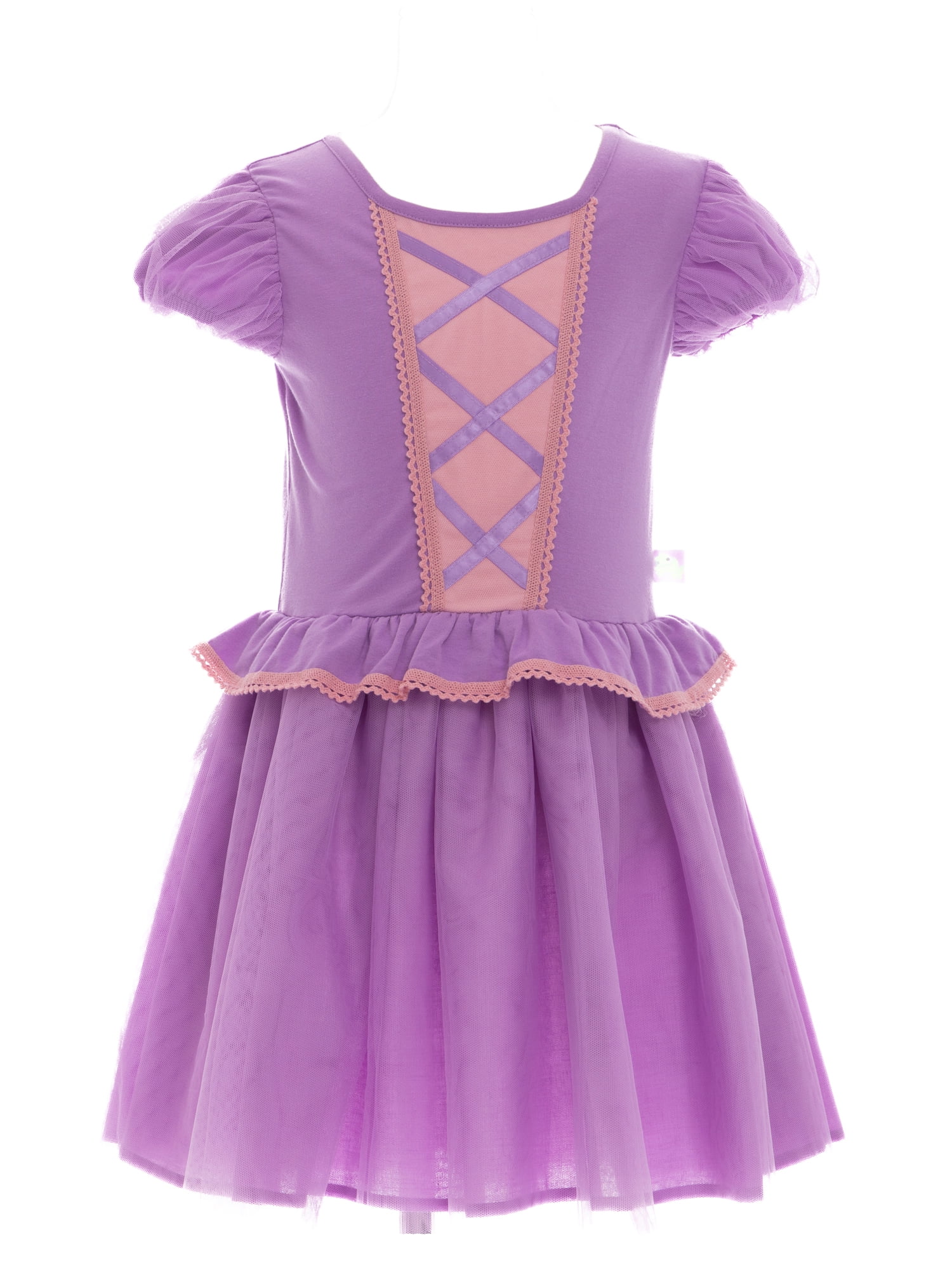 Disney Princess Girls Tangled Rapunzel Cosplay Dress with Puff Sleeves ...