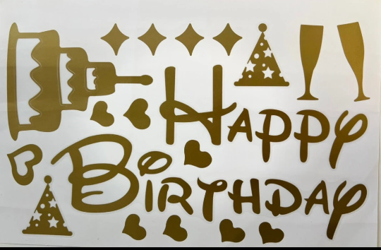 DISNEY STYLE BIRTHDAY Script Sticker - Gold - Walmart.com