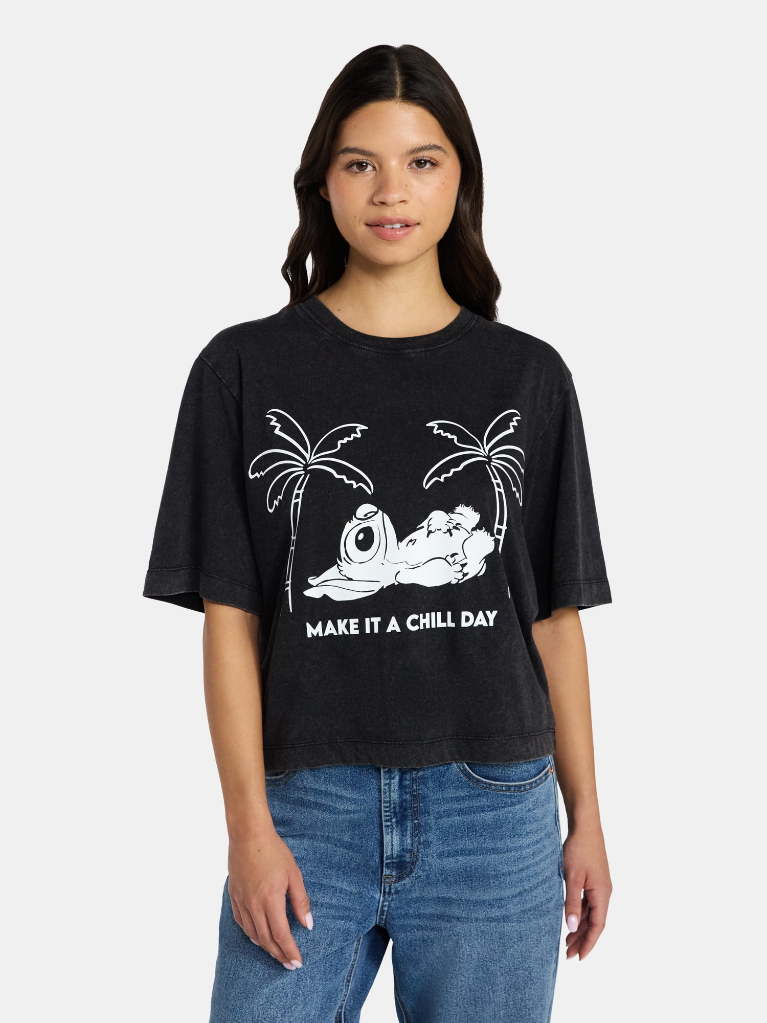 Disney Stitch Women's Chill Day Skimmer Tee with Short Sleeves, XXS-XXL ...