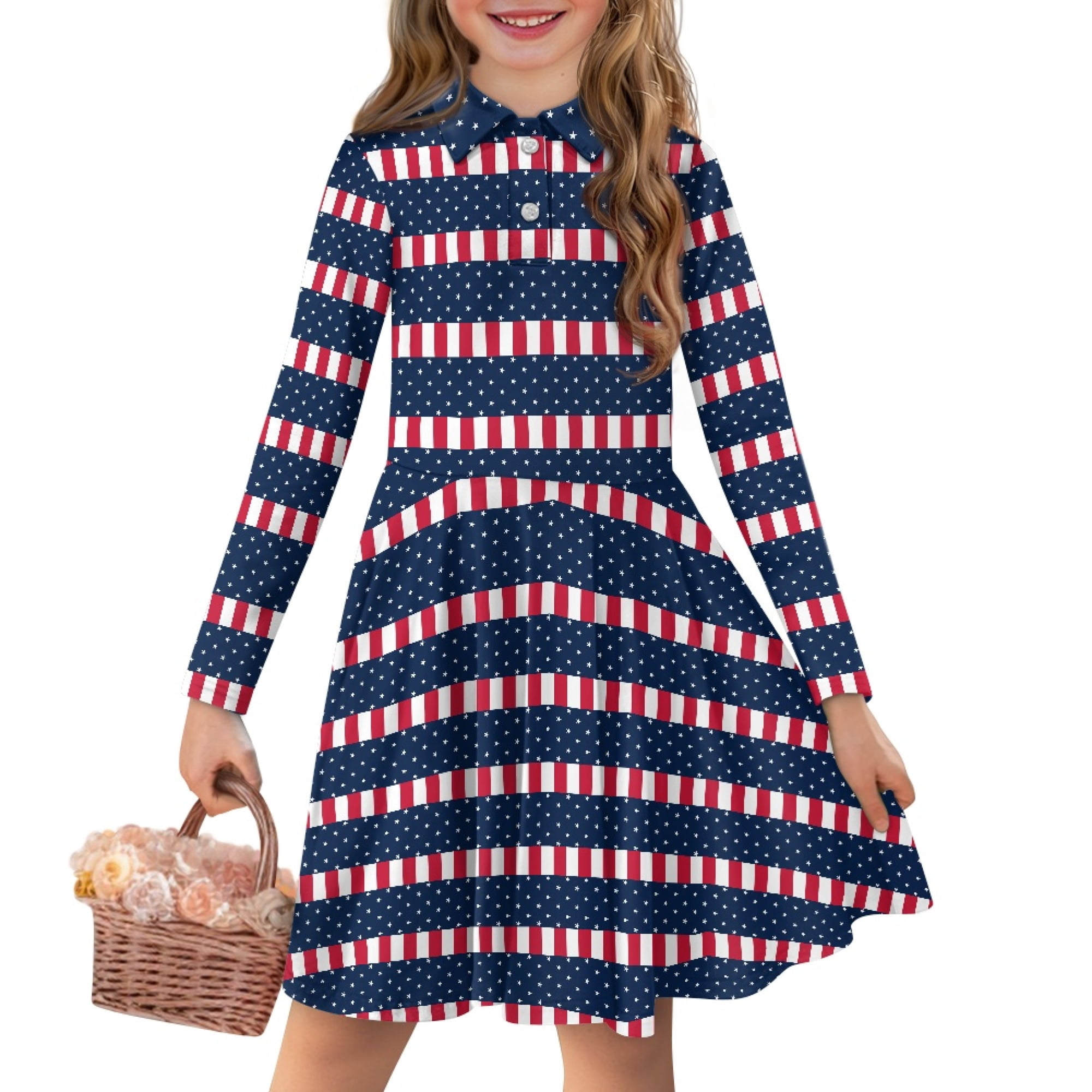 DISNIMO American Flag Dress Girls 4Th of July Dresses for Children ...
