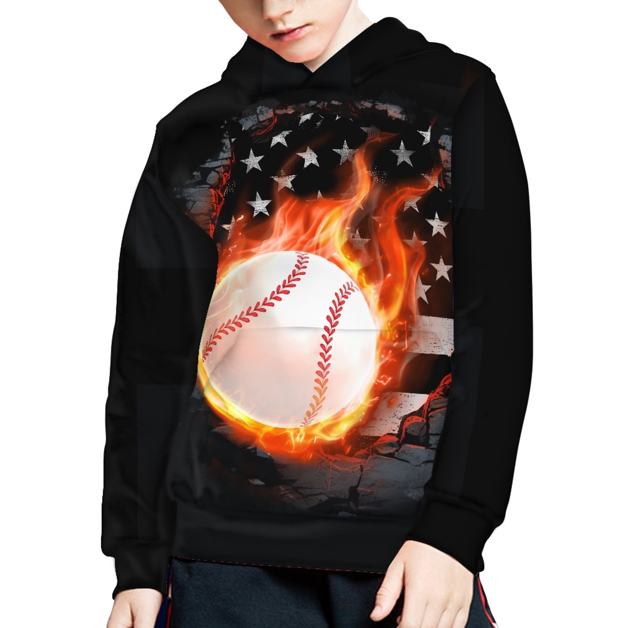 DISNIMO American Flag Hoodie Boys Baseball Hoodies Size 8-10 Boys ...