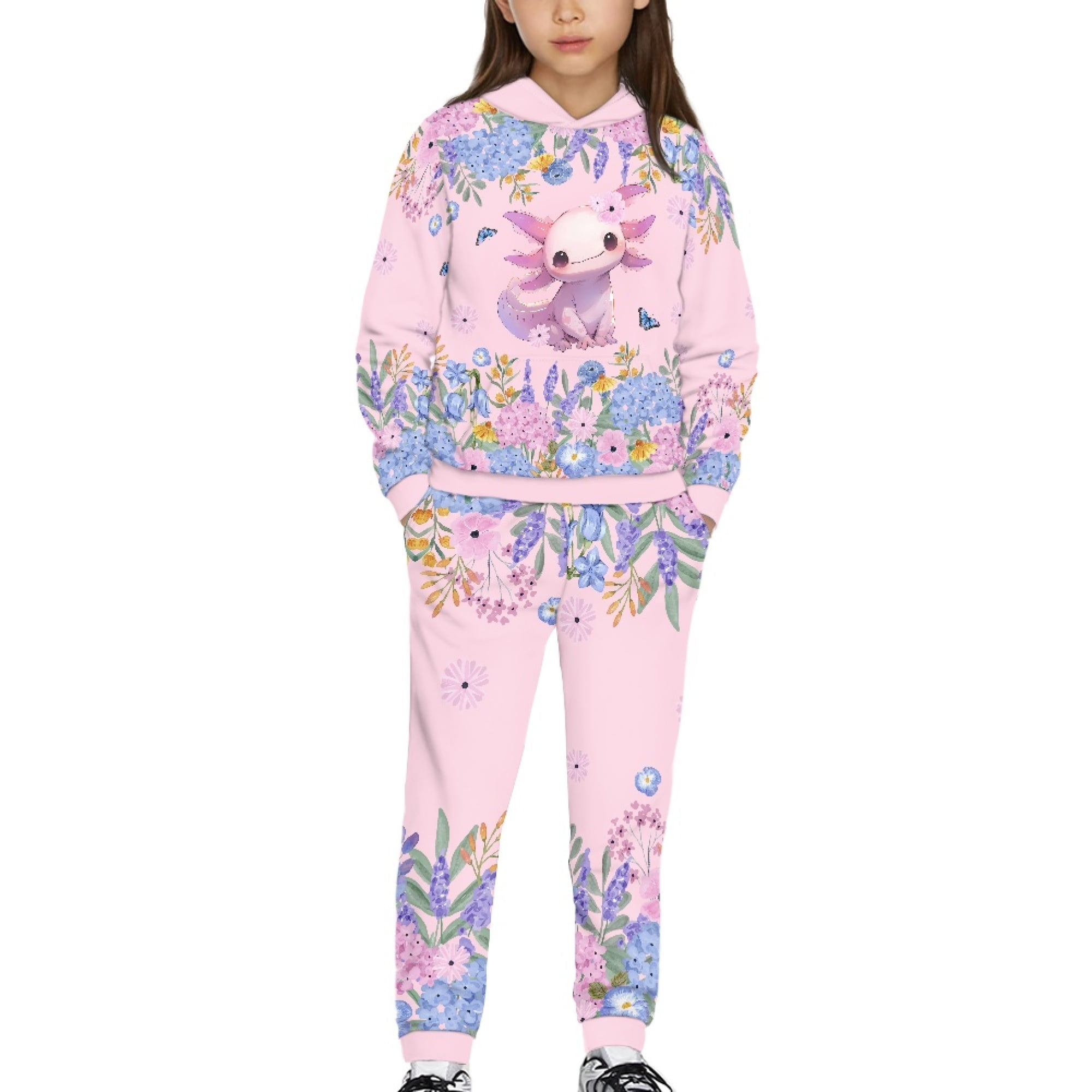 DISNIMO Axolotl Flower Hoodie Kids Pullover Hoodie Girls Clothes Kids ...