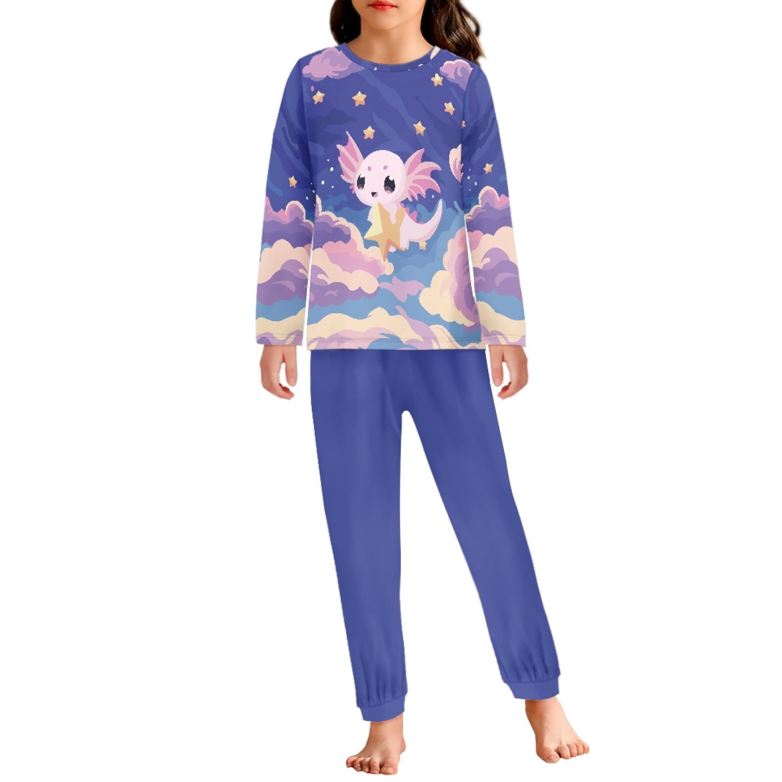 DISNIMO Axolotl Galaxy Pjs for Girls 3-4 Pajamas Girls Long Sleeve Pj ...
