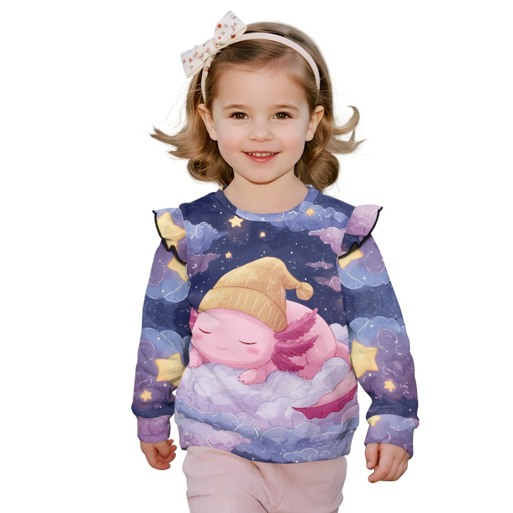 DISNIMO Axolotl Star Printed Sweatshirt for Toddler Girl Long Sleeve ...