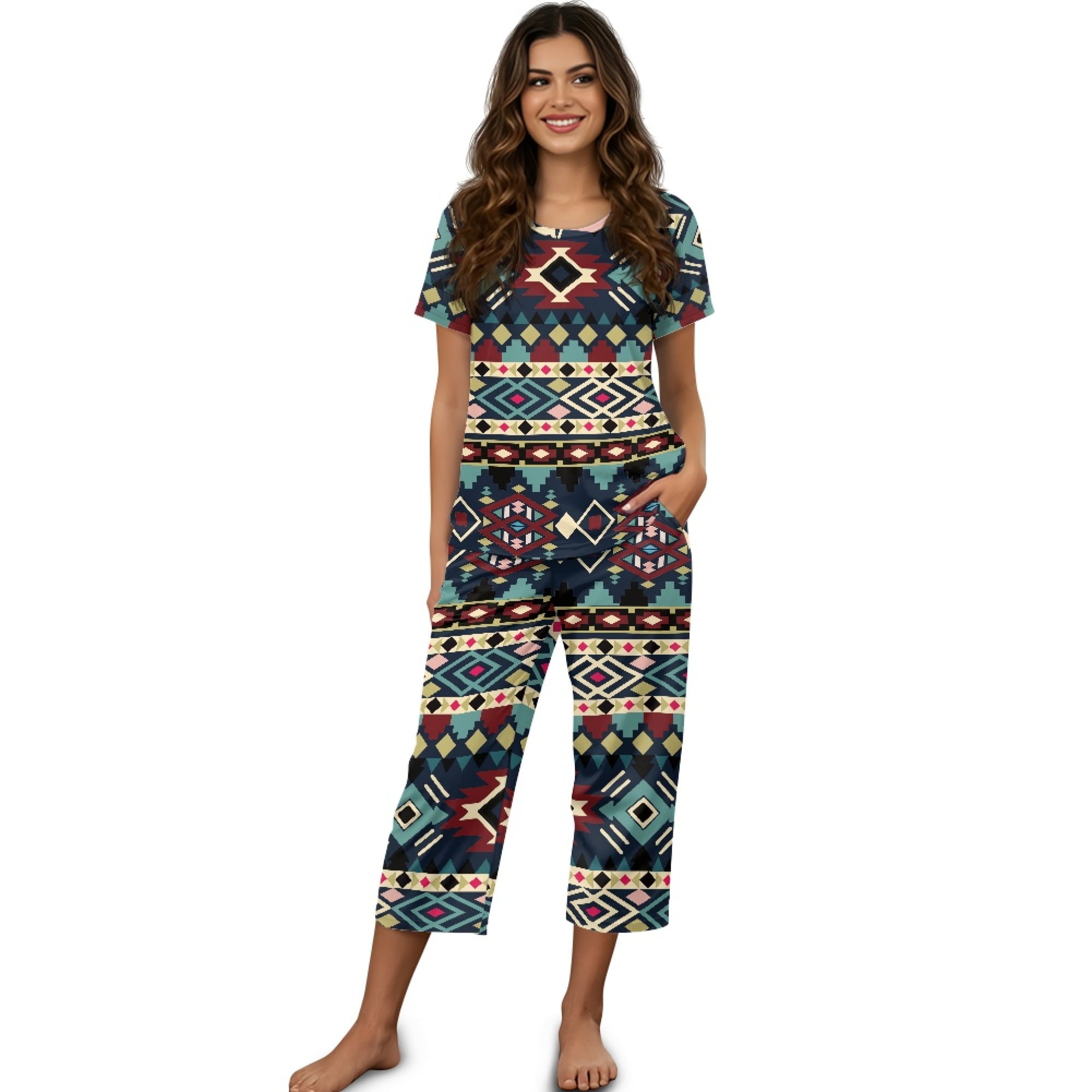 DISNIMO Aztec Style Printed Women's Pajama Sets Soft Sleepwear Short ...
