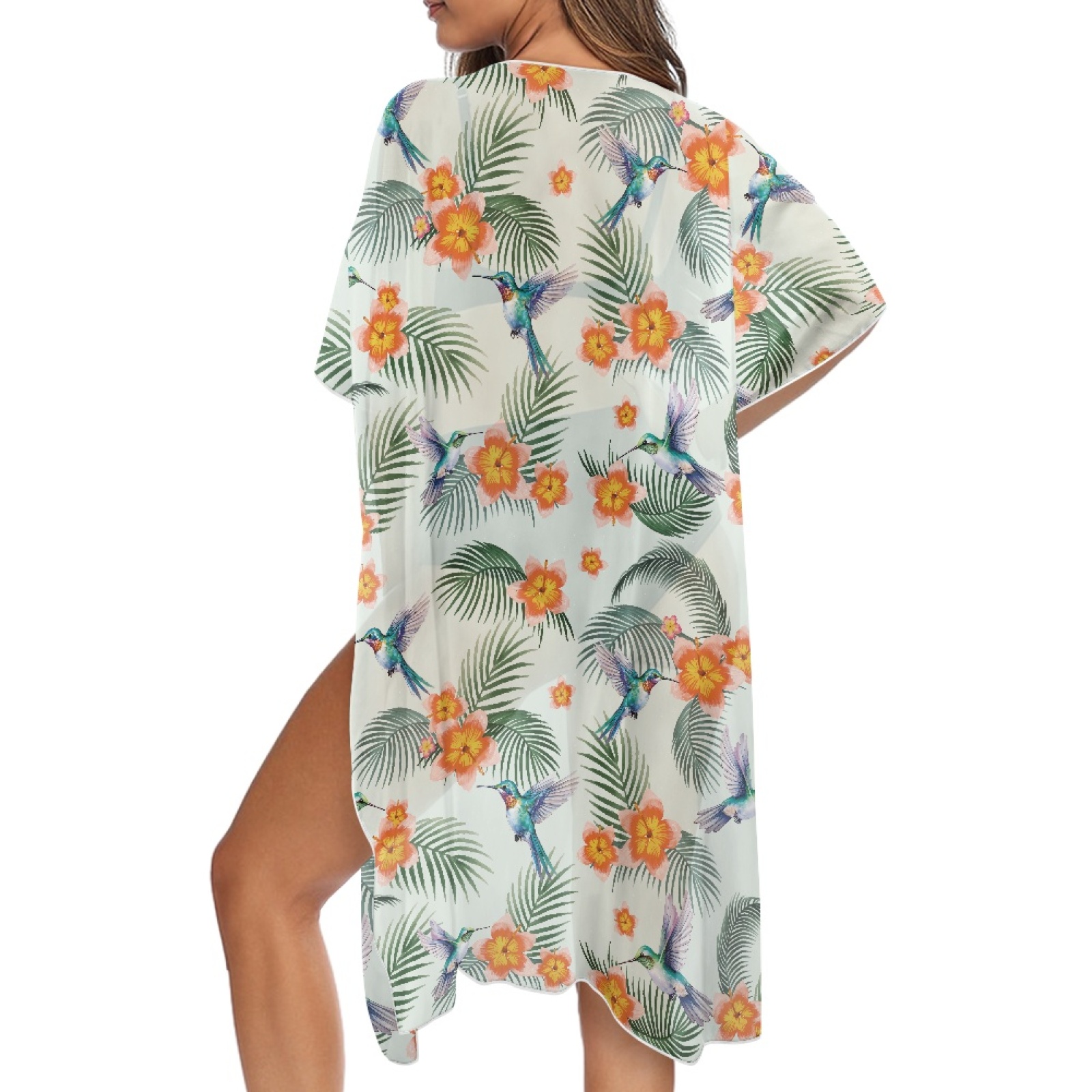 DISNIMO Beach Cover Ups for Women Hummingbird Flower Palm Tree Print ...