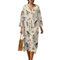 DISNIMO Bird Flower Print Women's Casual Dress V-Neck Loose Maxi ...